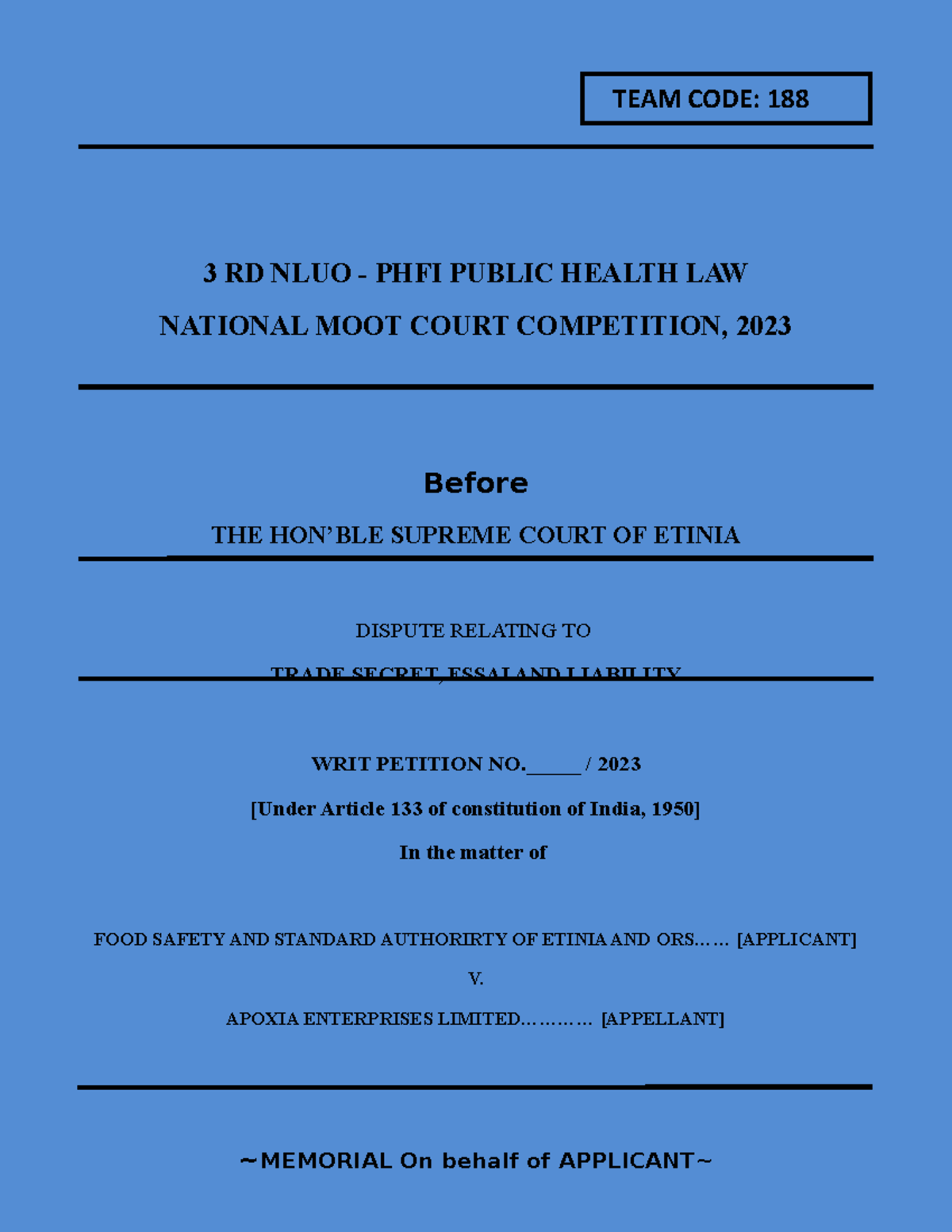 Applicant FRL 1 - moot memorial - 3 rd NLUO- PHFI Moot Court ...