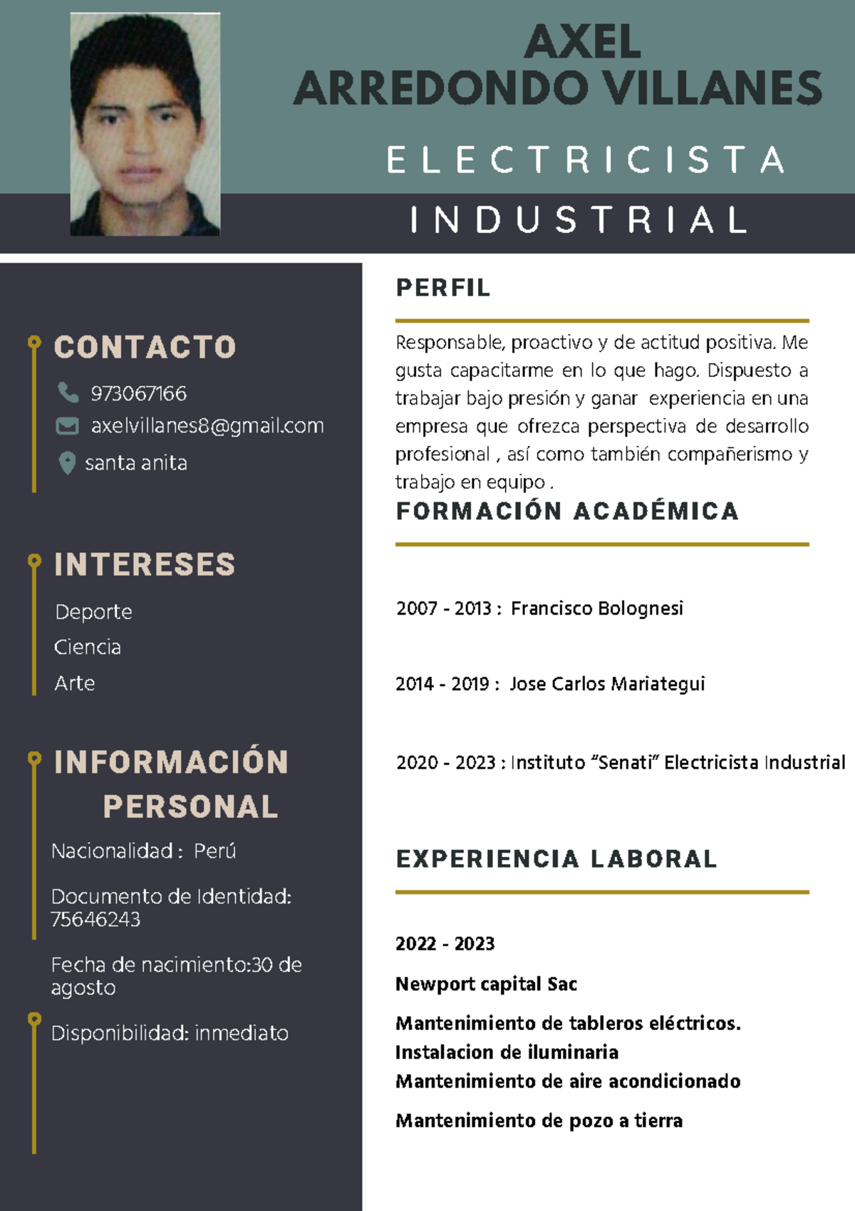 Curriculum Vitaemodernoverdeyazuloscuro - AXEL ARREDONDO VILLANES E L E ...