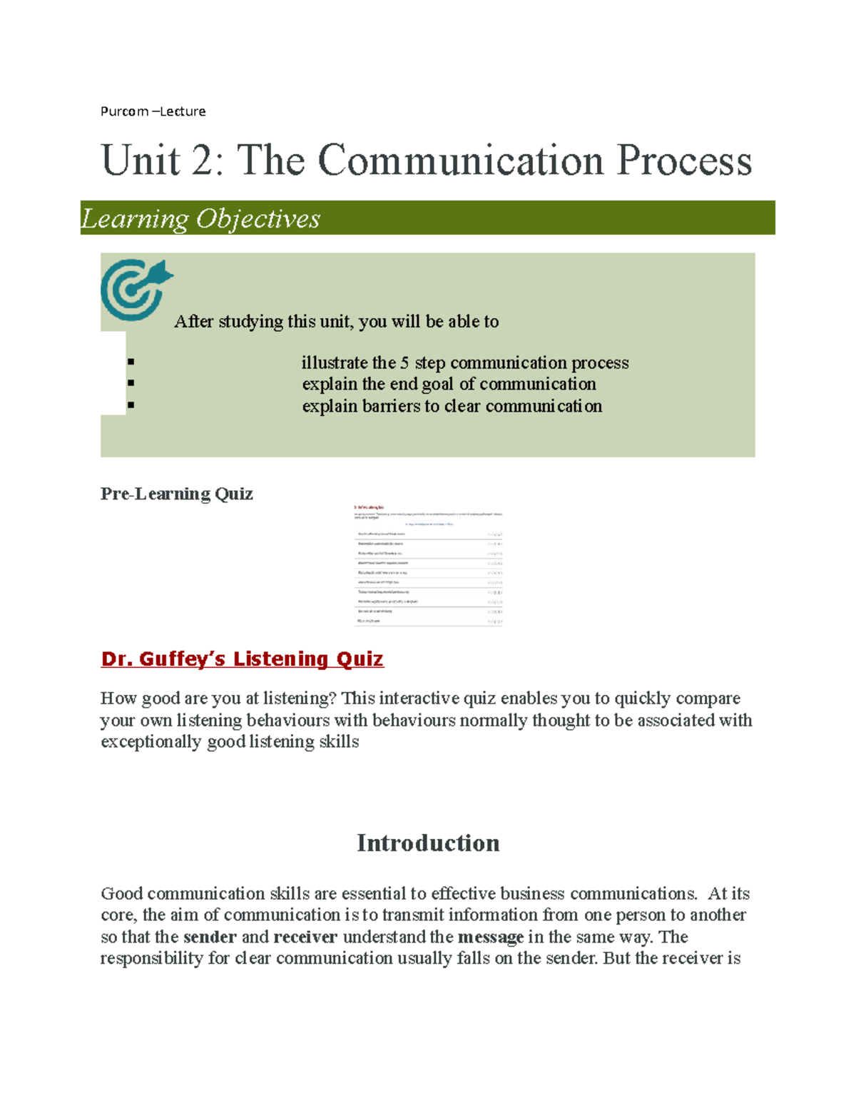 Purcom- guide lecture of the teacher - Purcom –Lecture Unit 2: The ...