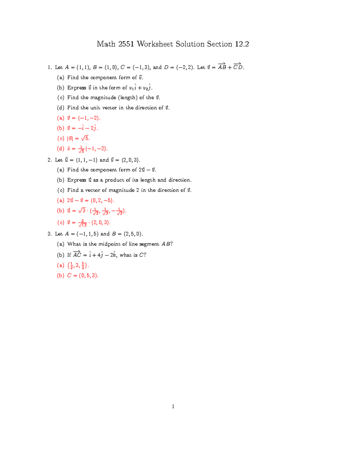 Math 2551 Worksheet sol week1 - Math 2551 Worksheet Solution Section 12 ... Math 2551 Worksheet sol week1 - Math 2551 Worksheet Solution Section 12 ...