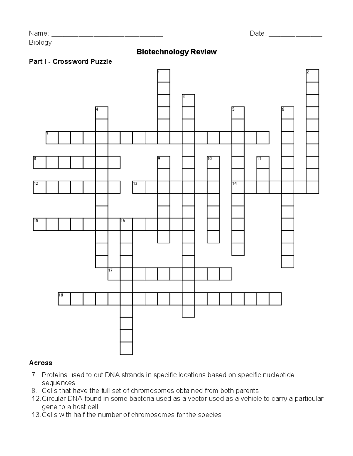 Biotechnology Review - Name: _____________________________ Date ...