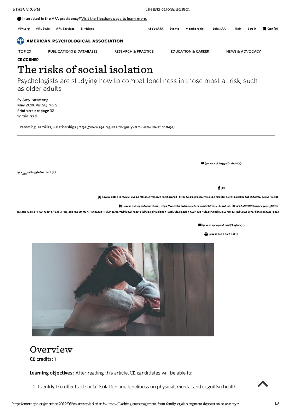 The risks of social isolation - The risks of social isolation ...