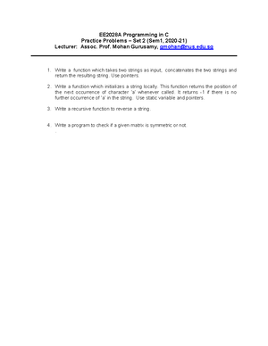 EE2028A C programming cheat sheet - EE2028A - NUS - Studocu