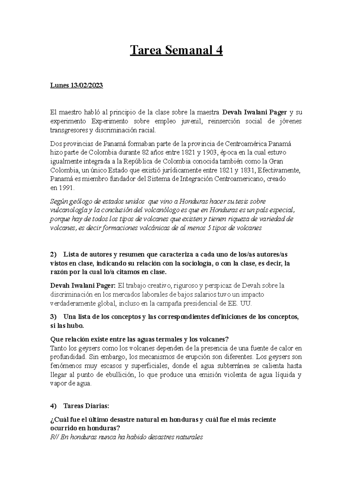 Tarea semanal 4 - apuntes diarios - Tarea Semanal 4 Lunes 13/02/ El ...