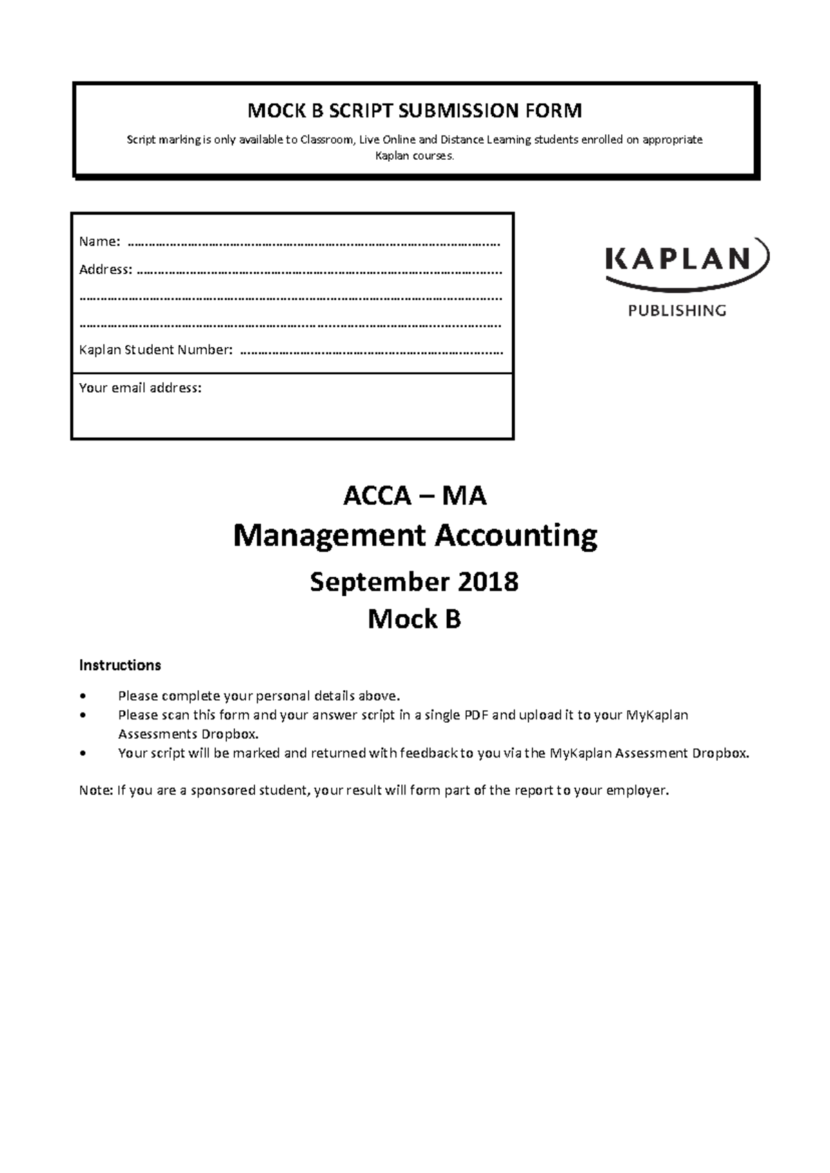 MA-FMA Mock B - Cover S18 - MOCK B SCRIPT SUBMISSION FORM Script ...