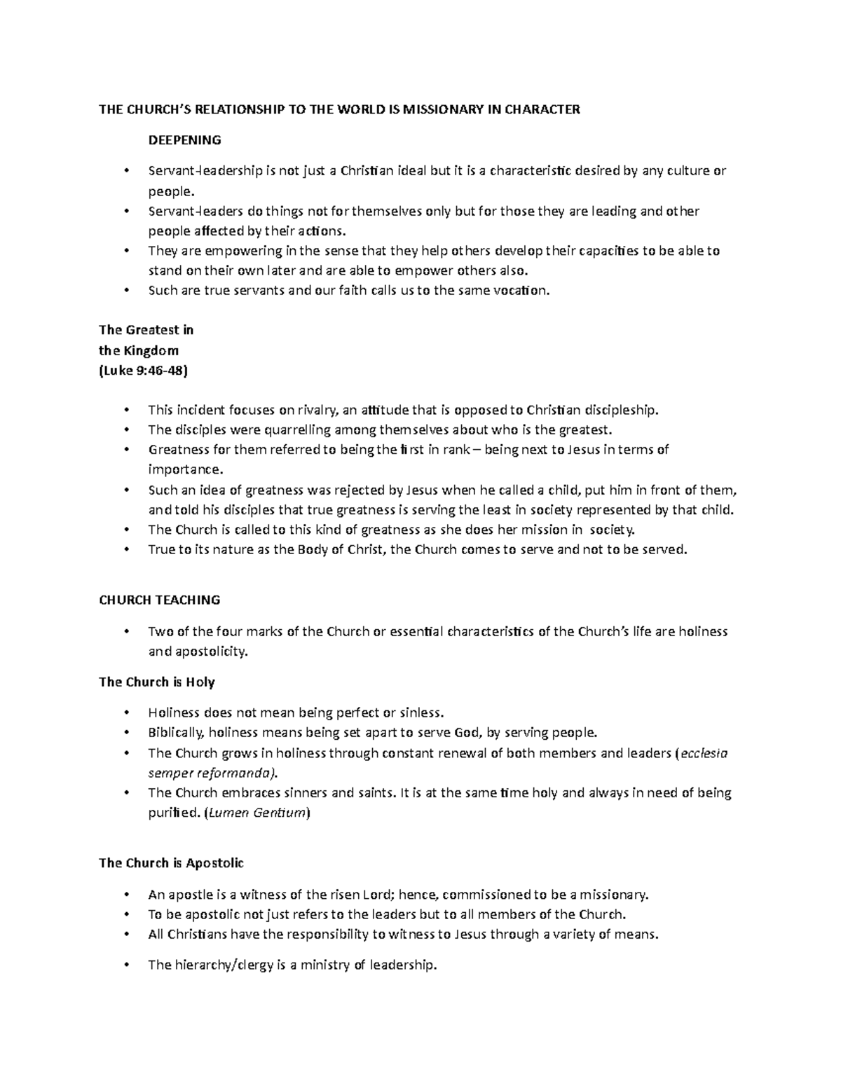 Church Relationship to world - THE CHURCH’S RELATIONSHIP TO THE WORLD ...