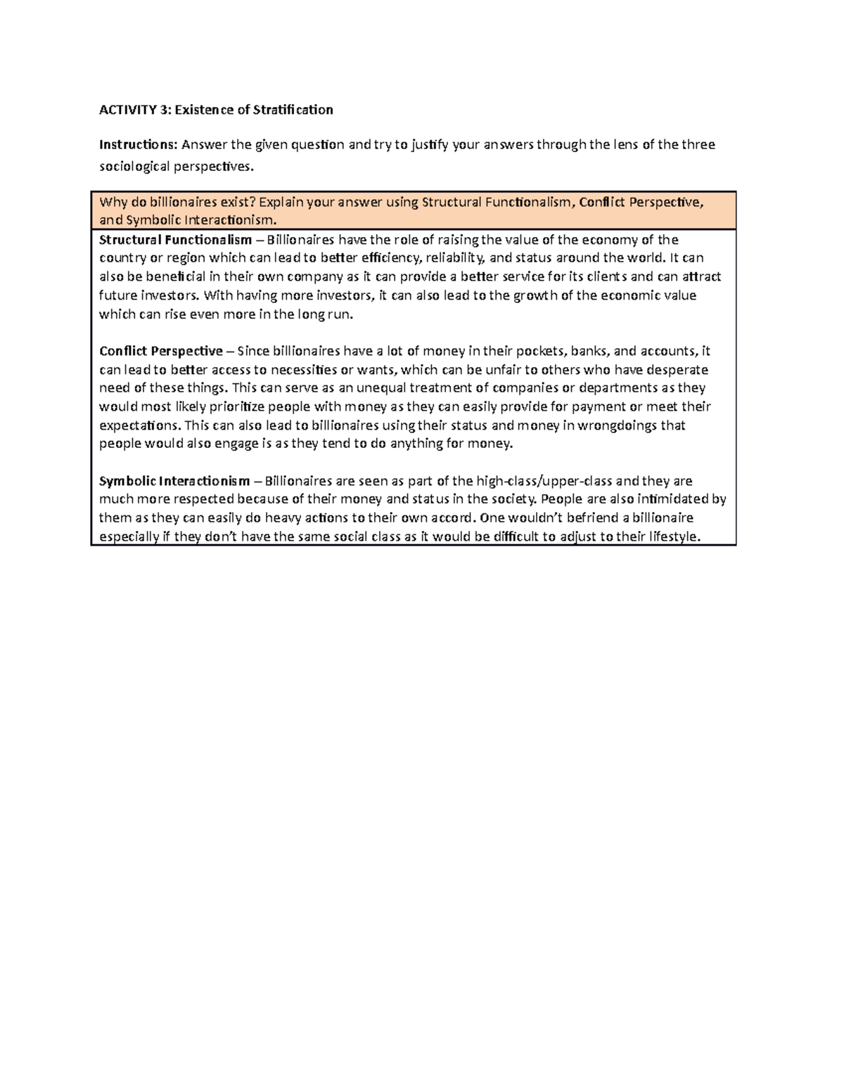SOC Existence of Stratification Activity 3 - ACTIVITY 3: Existence of ...