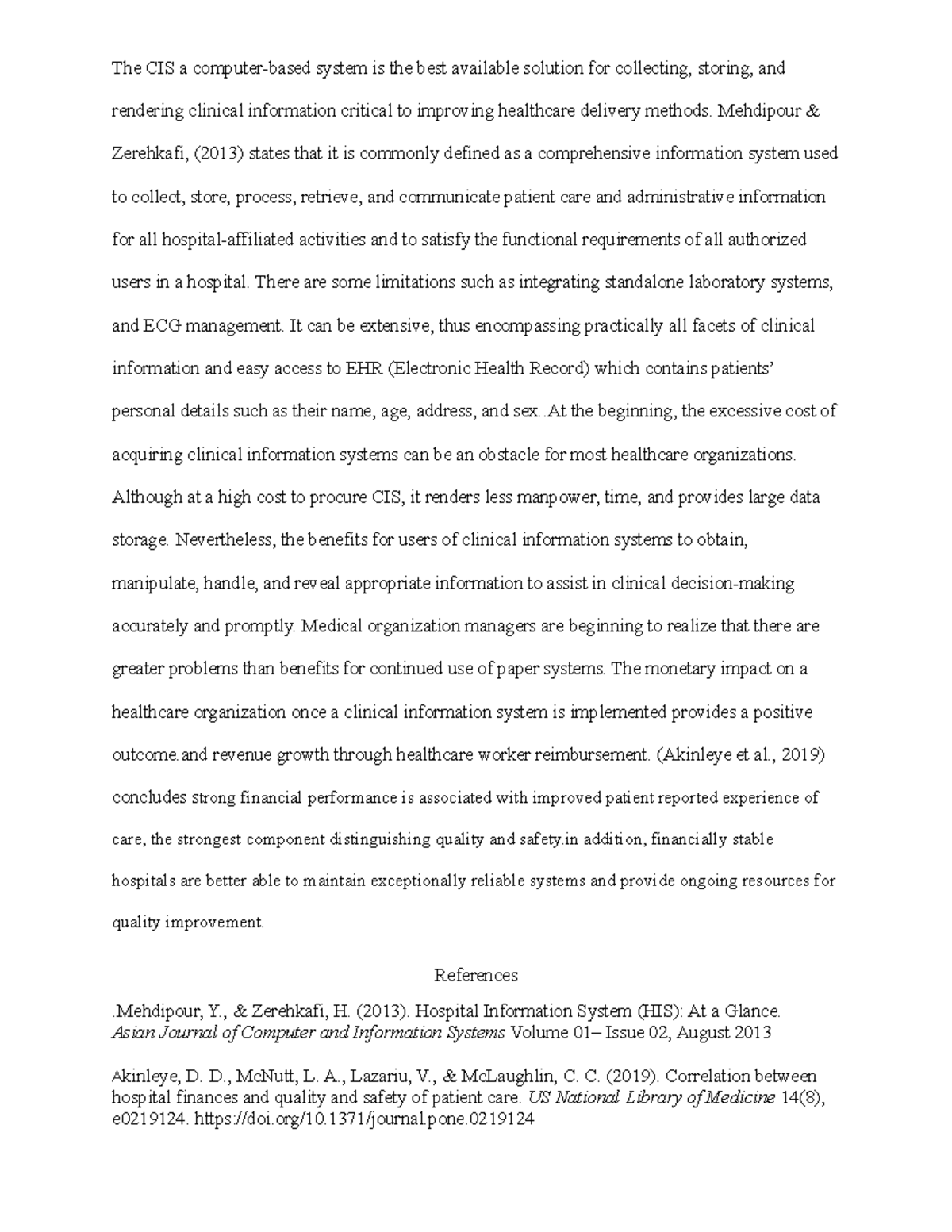 Activity CIS Clinical Information System - The CIS a computer-based ...