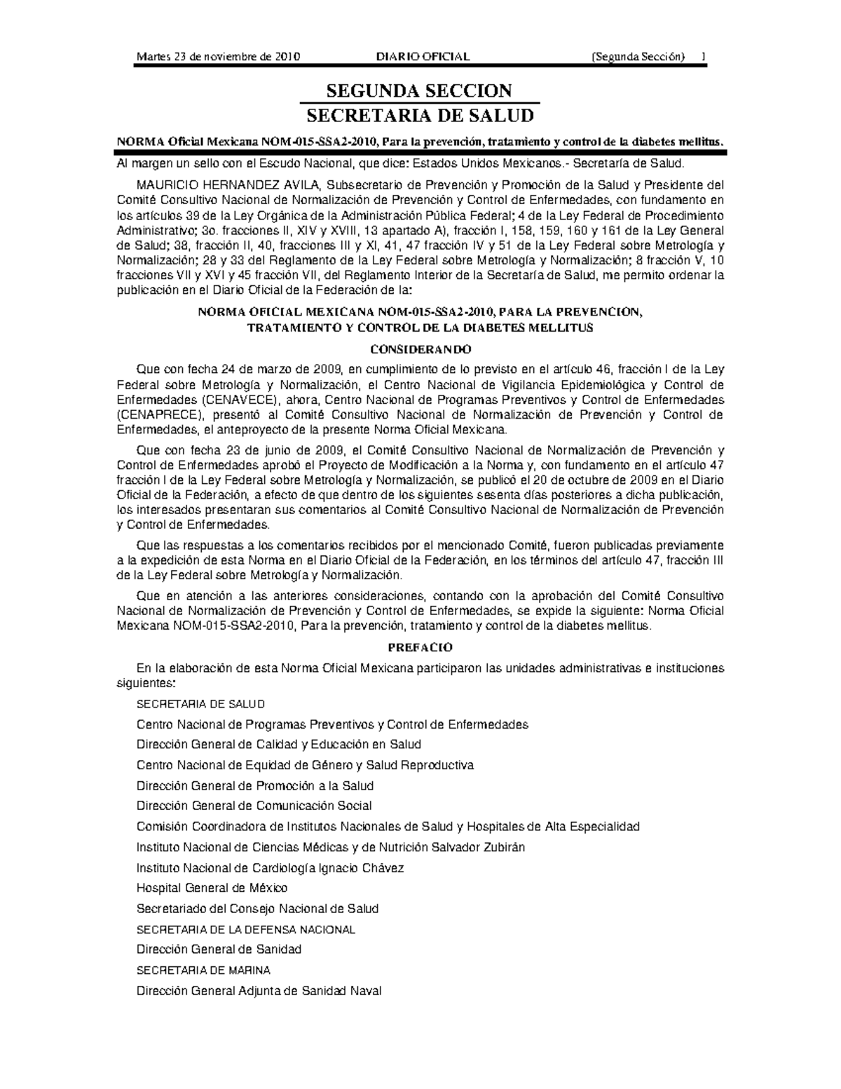 NOM-015-SSA2-2010 - Norma Oficial Mexicana 015-SSA2-2010 Para la ...
