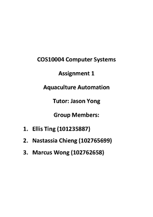COS10004 Tutorial 1 - COS10004 Computer Systems Handbook You need to review the learning ...
