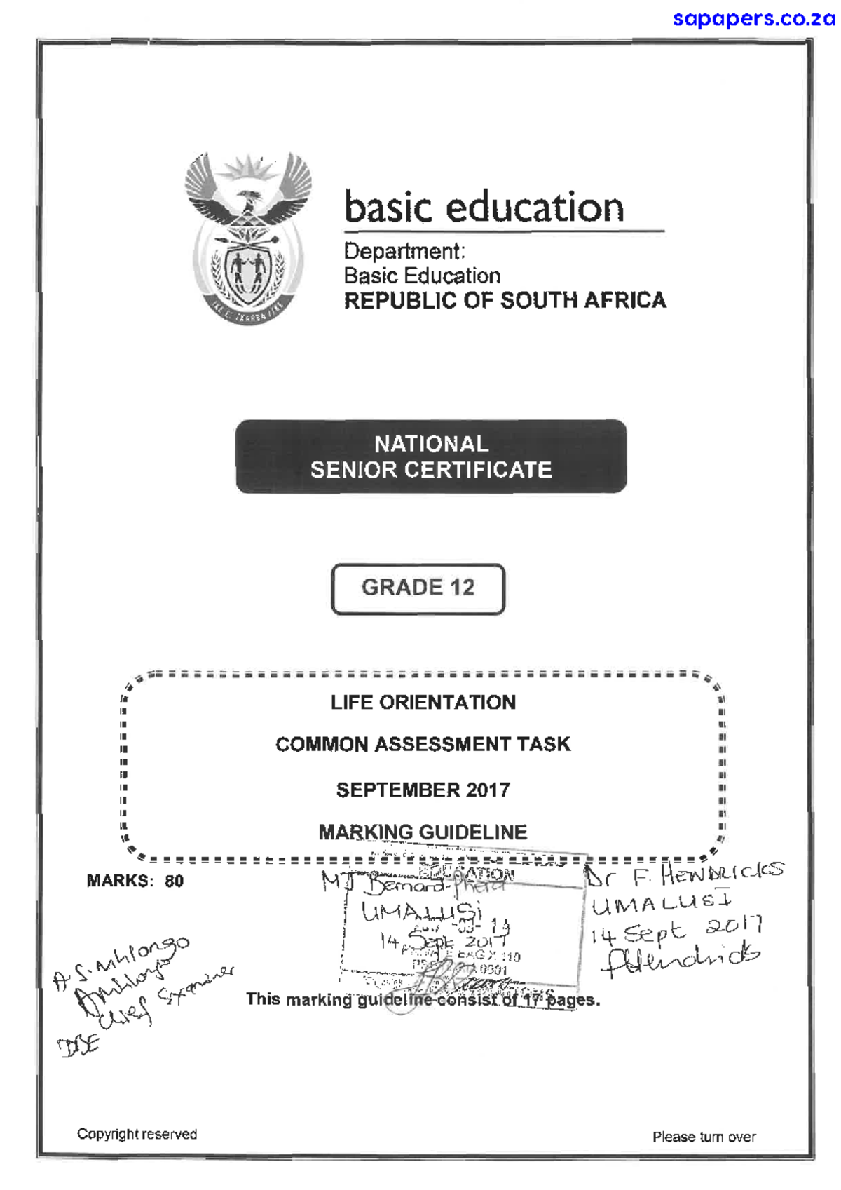 2017 Memo - Good for revision. - ( GRADE 12 ) NATIONAL SENIOR ...
