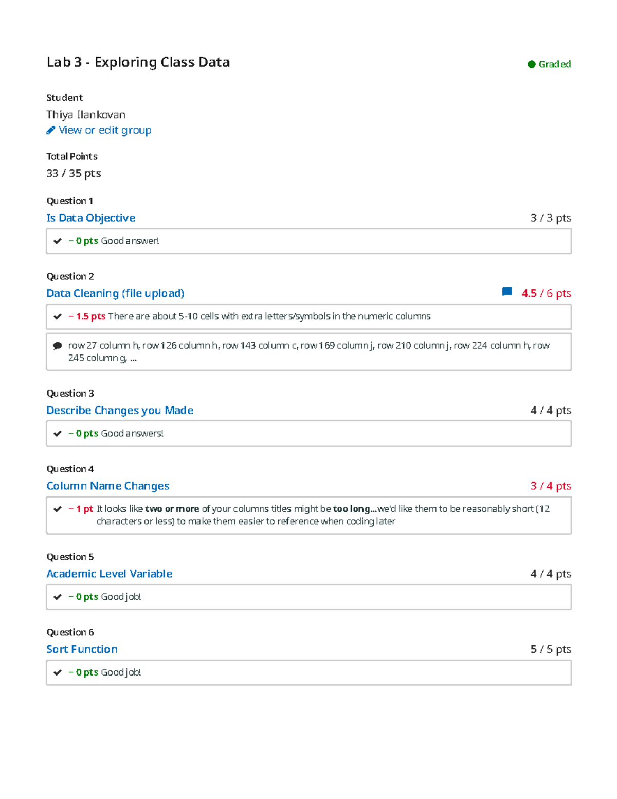 Graded lab 3 biostats - lab 3 - Lab 3 - Exploring Class Data Graded ...