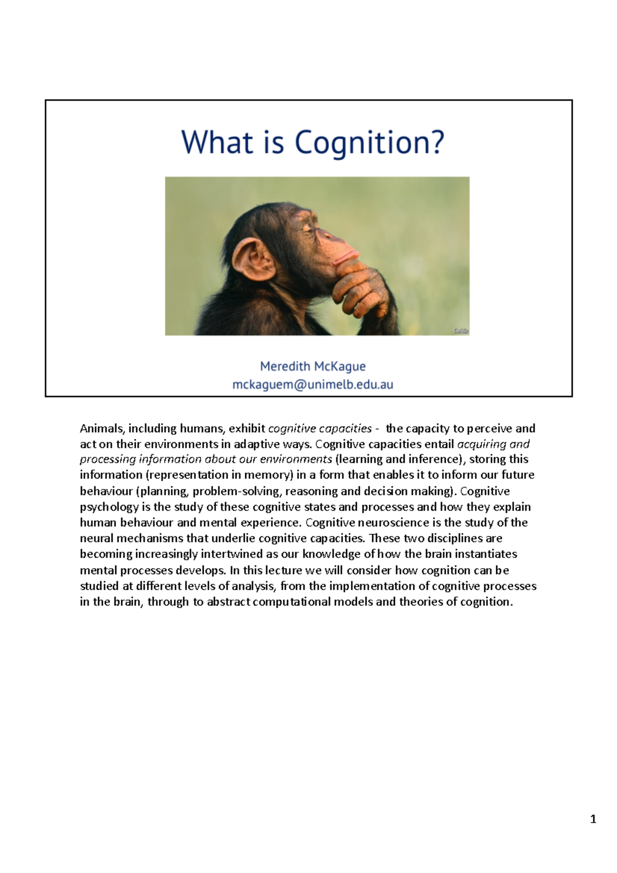 Lecture 1 What Is Cognition 2019 Warning Tt Undefined Function