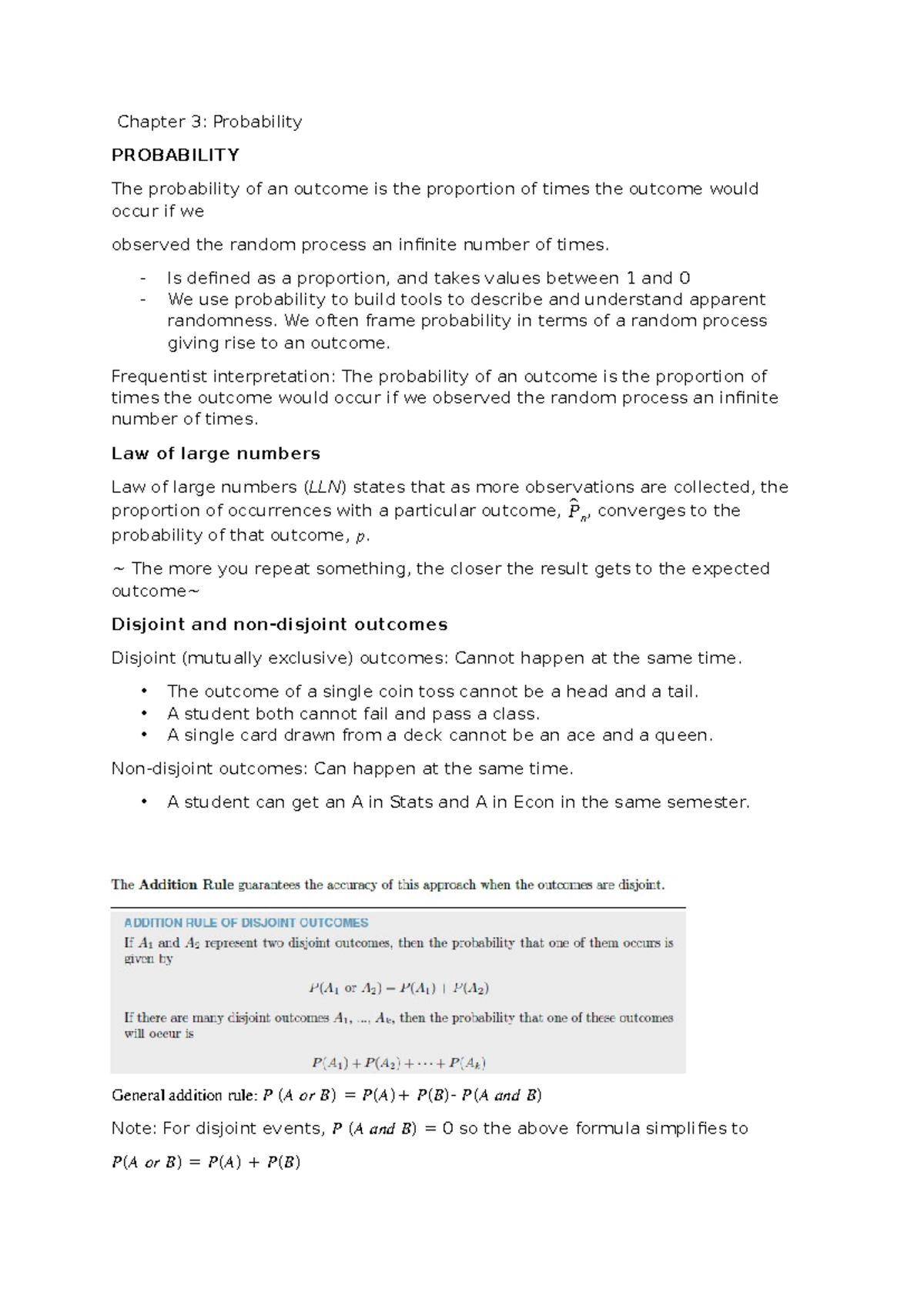 Bme chap 3 - Summary Biometry - Chapter 3: Probability PROBABILITY The probability of an outcome ...