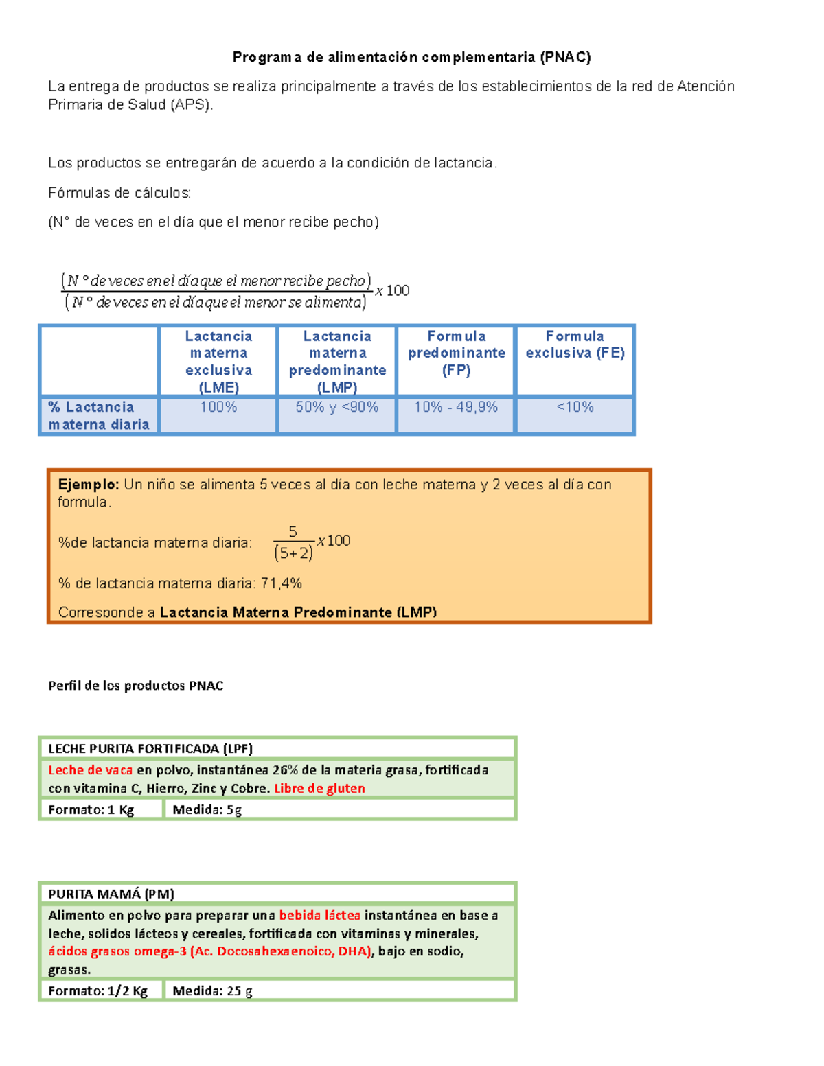 Programa de alimentación complementaria - Programa de alimentación ...
