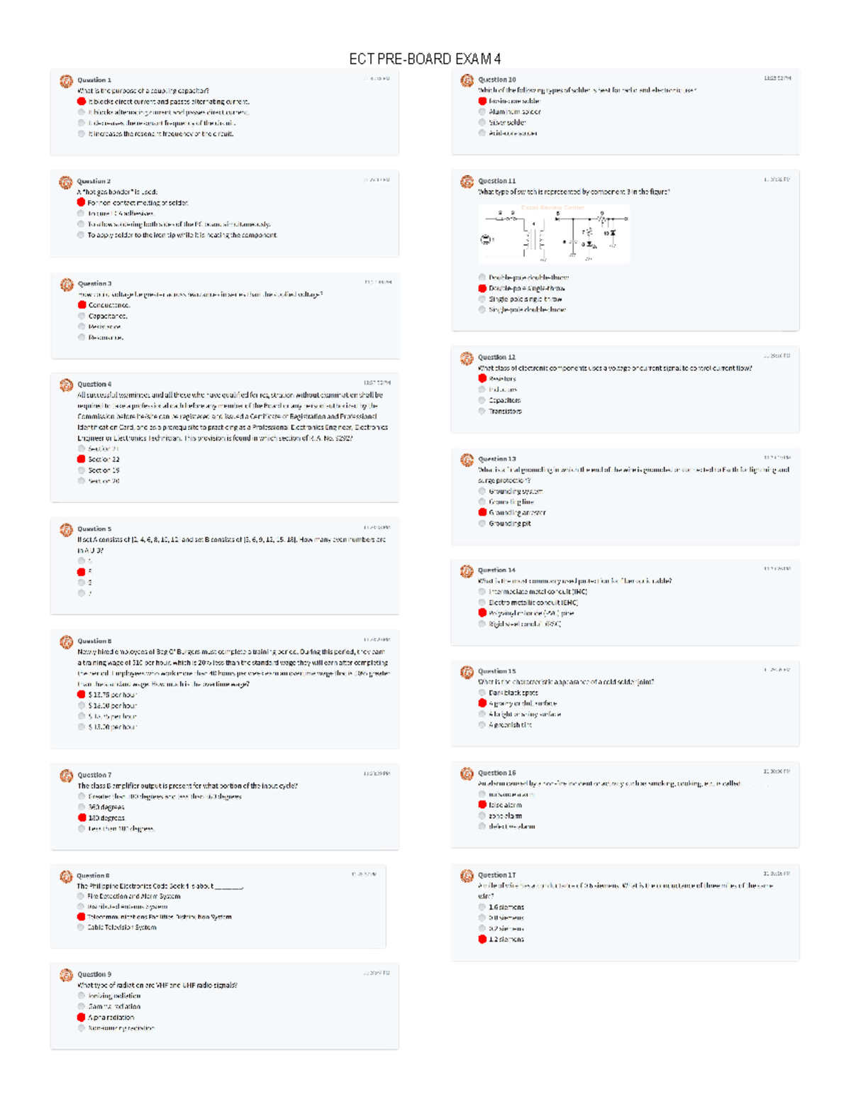 ECT Pre Board Exam 4 - BS Electronics Engineering - ECT PRE-BOARD EXAM ECT PRE-BOARD EXAM - Studocu