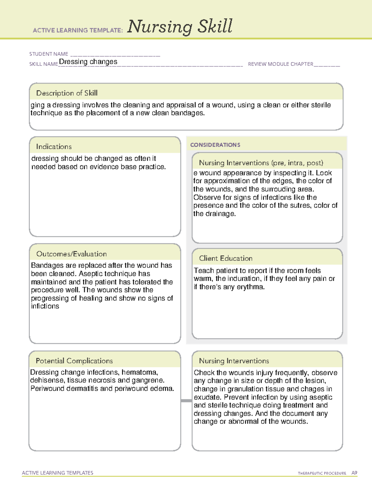 Dressing Changed - procedure - ACTIVE LEARNING TEMPLATES THERAPEUTIC ...