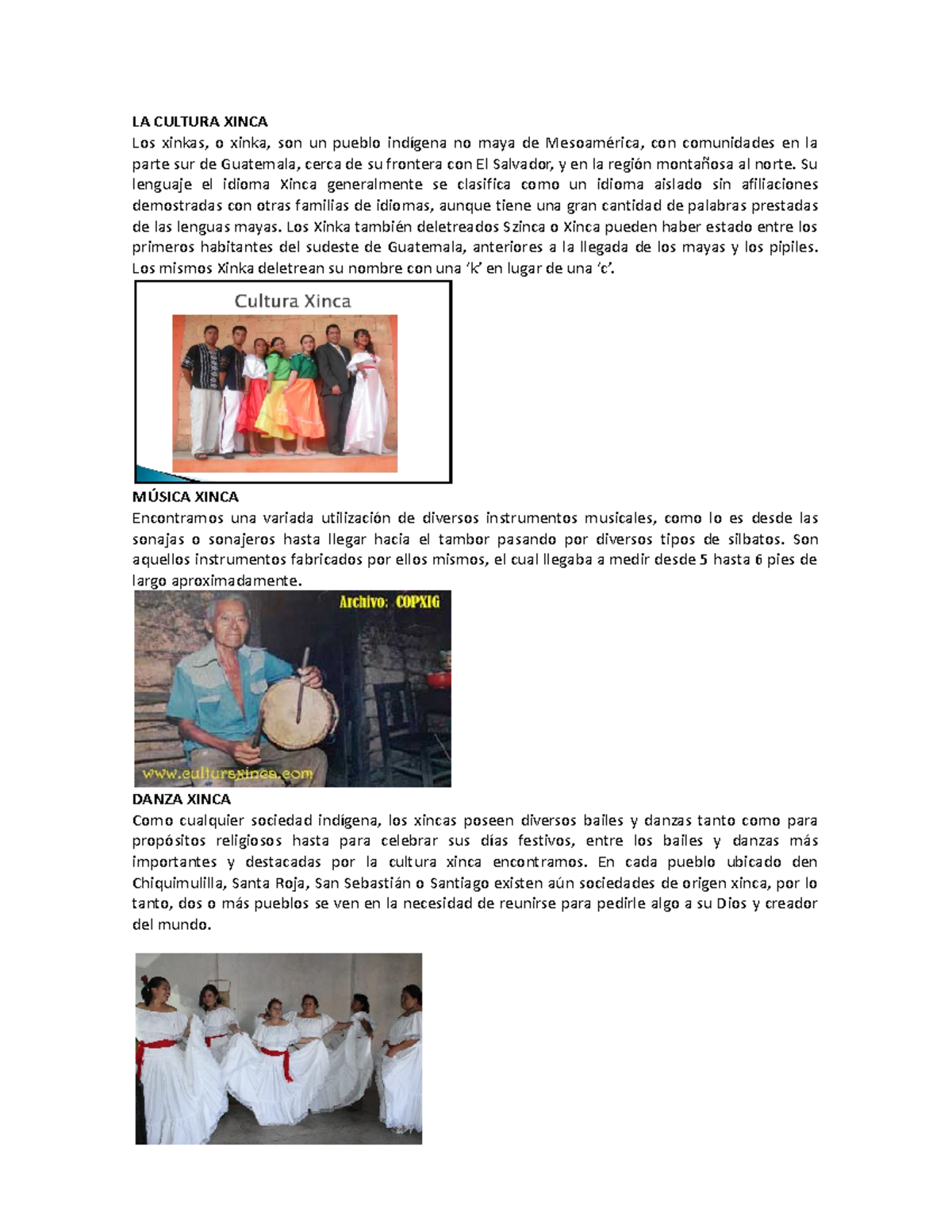 LA Cultura Xinca - resumen - LA CULTURA XINCA Los xinkas, o xinka, son ...