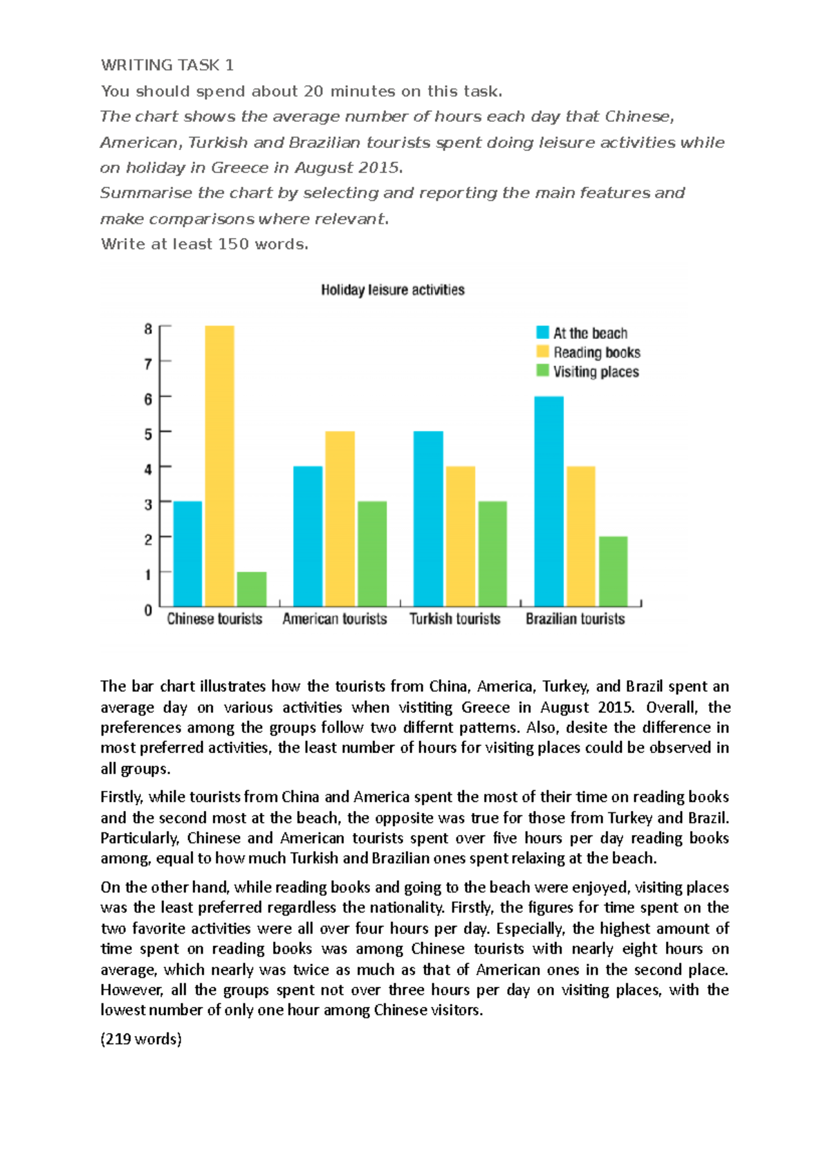 UNIT 3 - Writing - Homework - Model Answer - WRITING TASK 1 You should ...