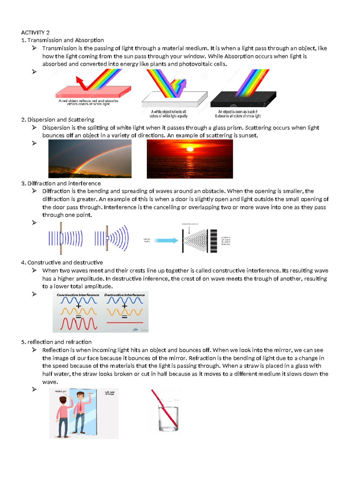 Activity 2 Science - ACTIVITY 2 Transmission and Absorption ...