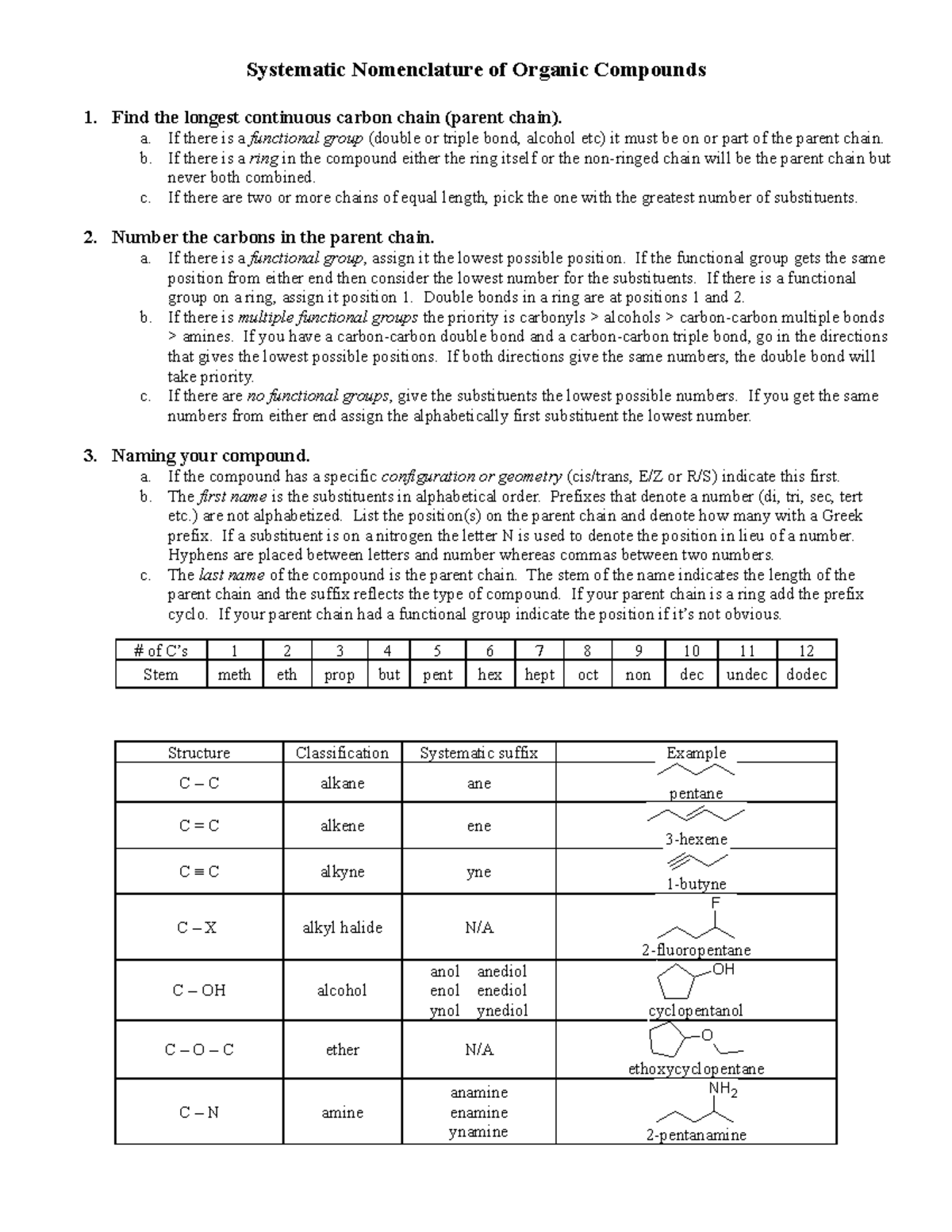 Nomenclature - Find the longest continuous carbon chain (parent chain ...