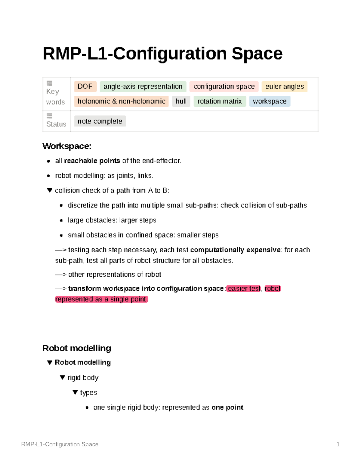 RMP 01 Configuration Space - RMP-L1-Configuration Space Key words DOF ...