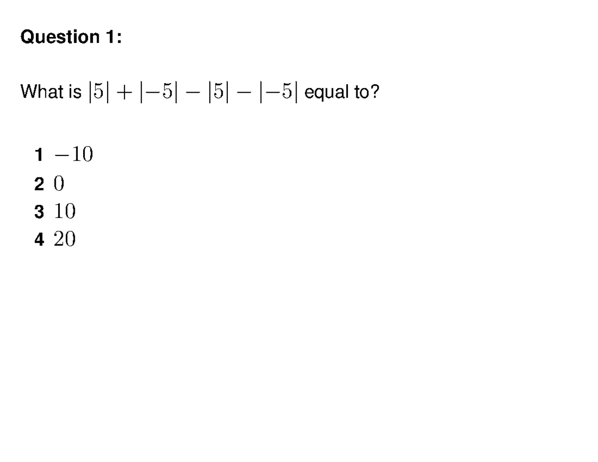 Clicker Questions - Bright 22 - What is | 5 | + |− 5 |−| 5 |−|− 5 ...