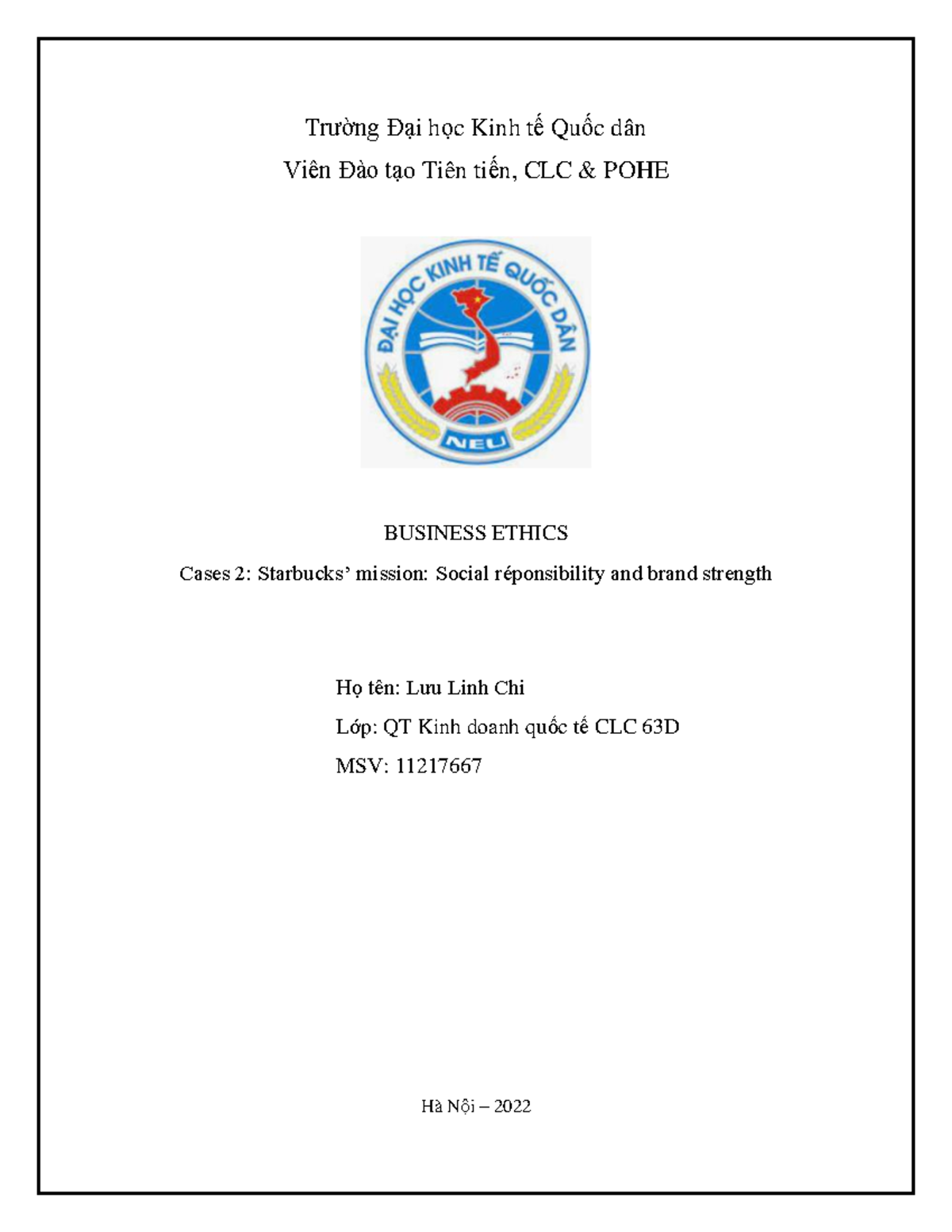 Starbucks - Case study BE - Business Ethics - Trường Đại học Kinh tế ...