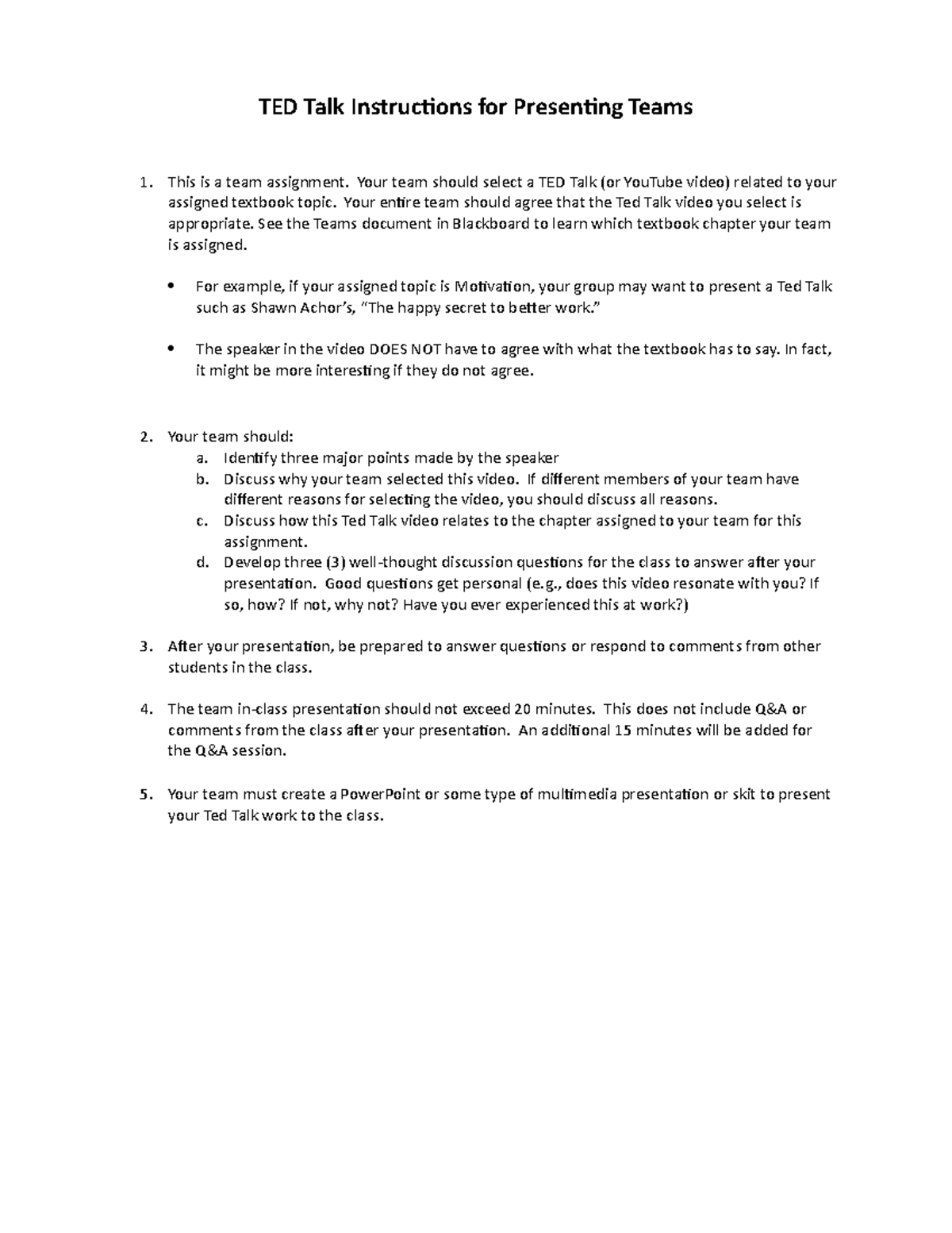 TED Talk Instructions for presenting teams - TED Talk Instructions for ...