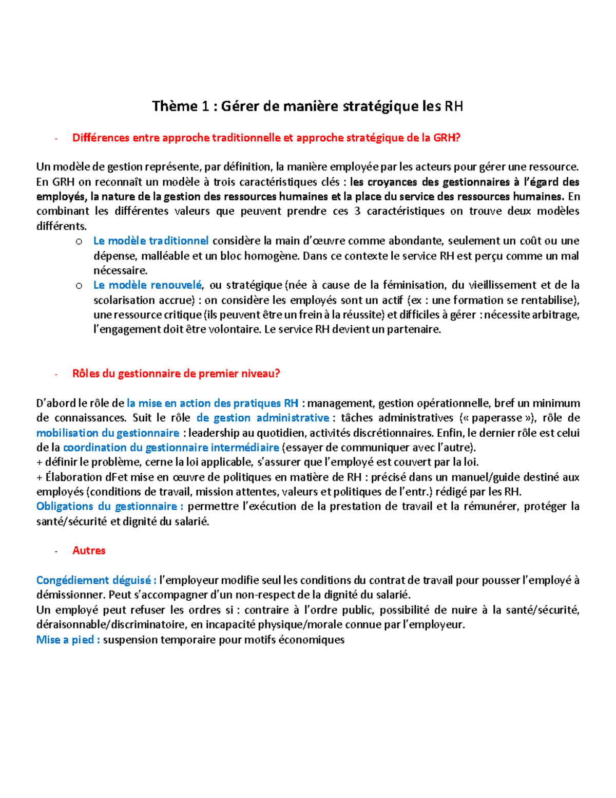 Fiches Thèmes 1 à 12 - GRH - Warning: TT: undefined function: 32 Warning: TT: undefined function ...