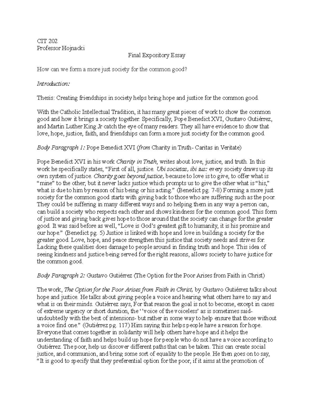 Essay 3 Outline - CIT 202 Professor Hojnacki Final Expository Essay How ...