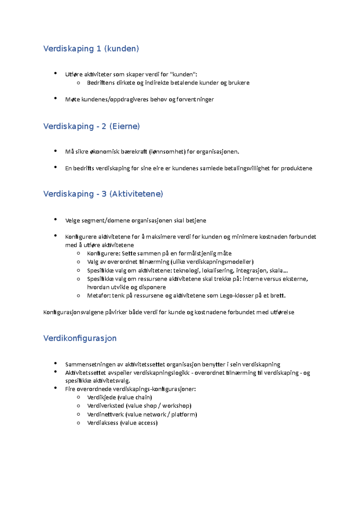 Strategi - Verdiskaping - Verdiskaping 1 (kunden) Utføre aktiviteter ...