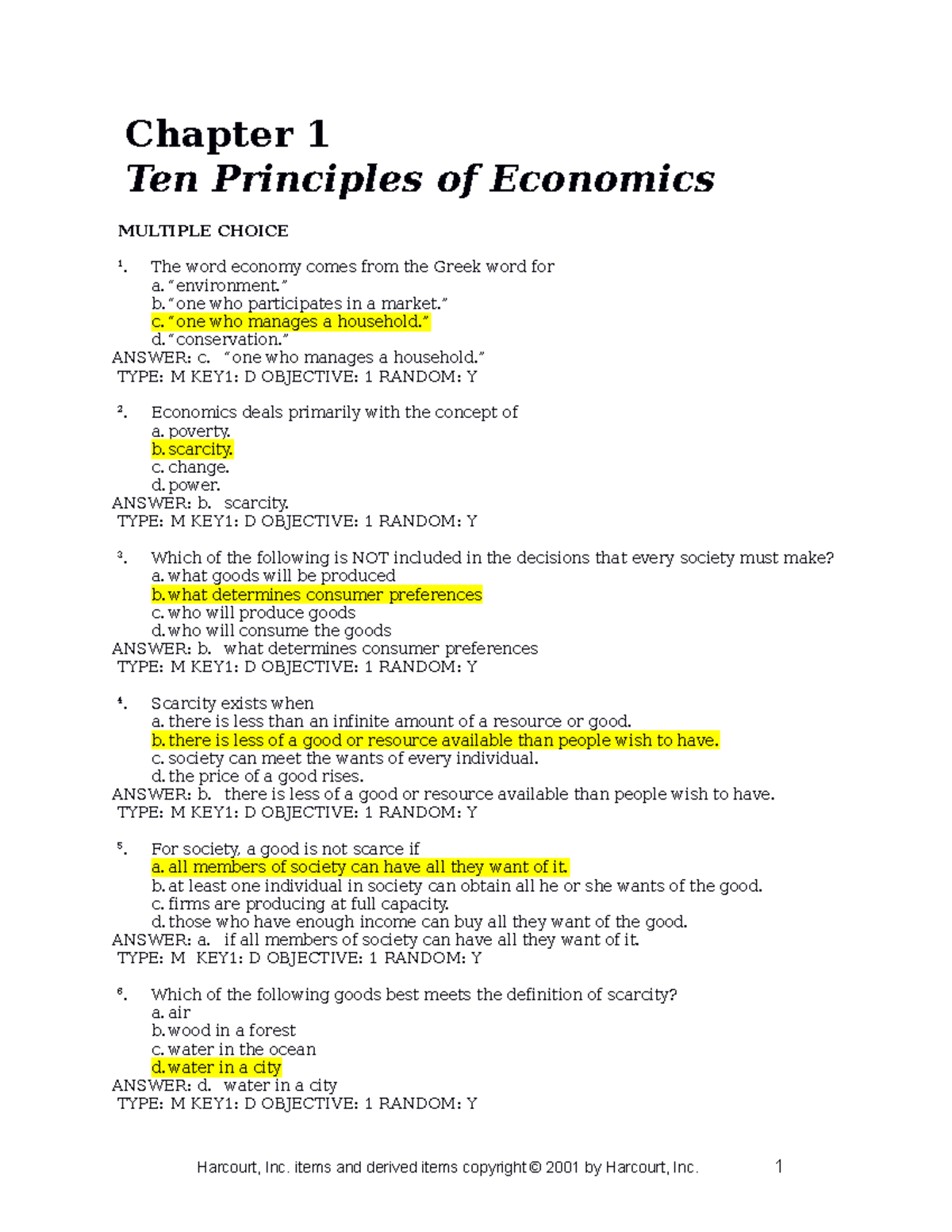Chap01 - Chapter 1 Ten Principles of Economics MULTIPLE CHOICE The word ...