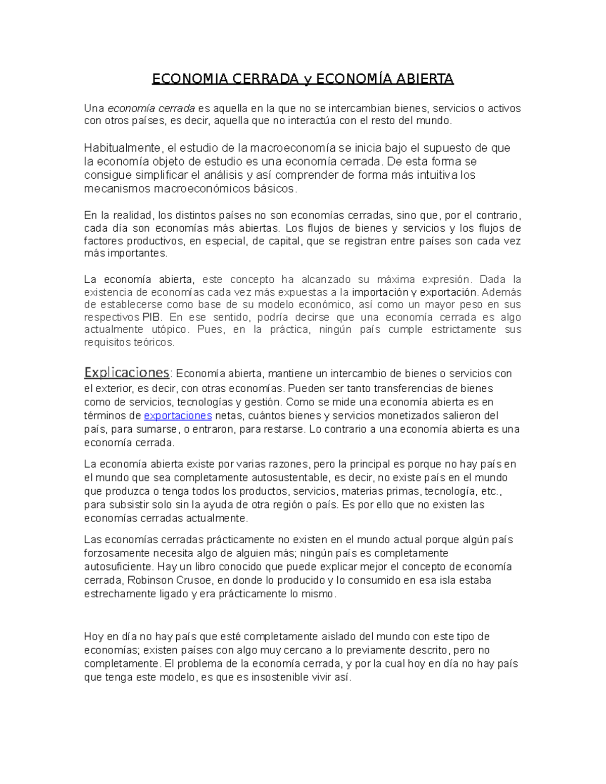 Economía cerrada y Economía abierta - ECONOMIA CERRADA y ECONOMÍA ...
