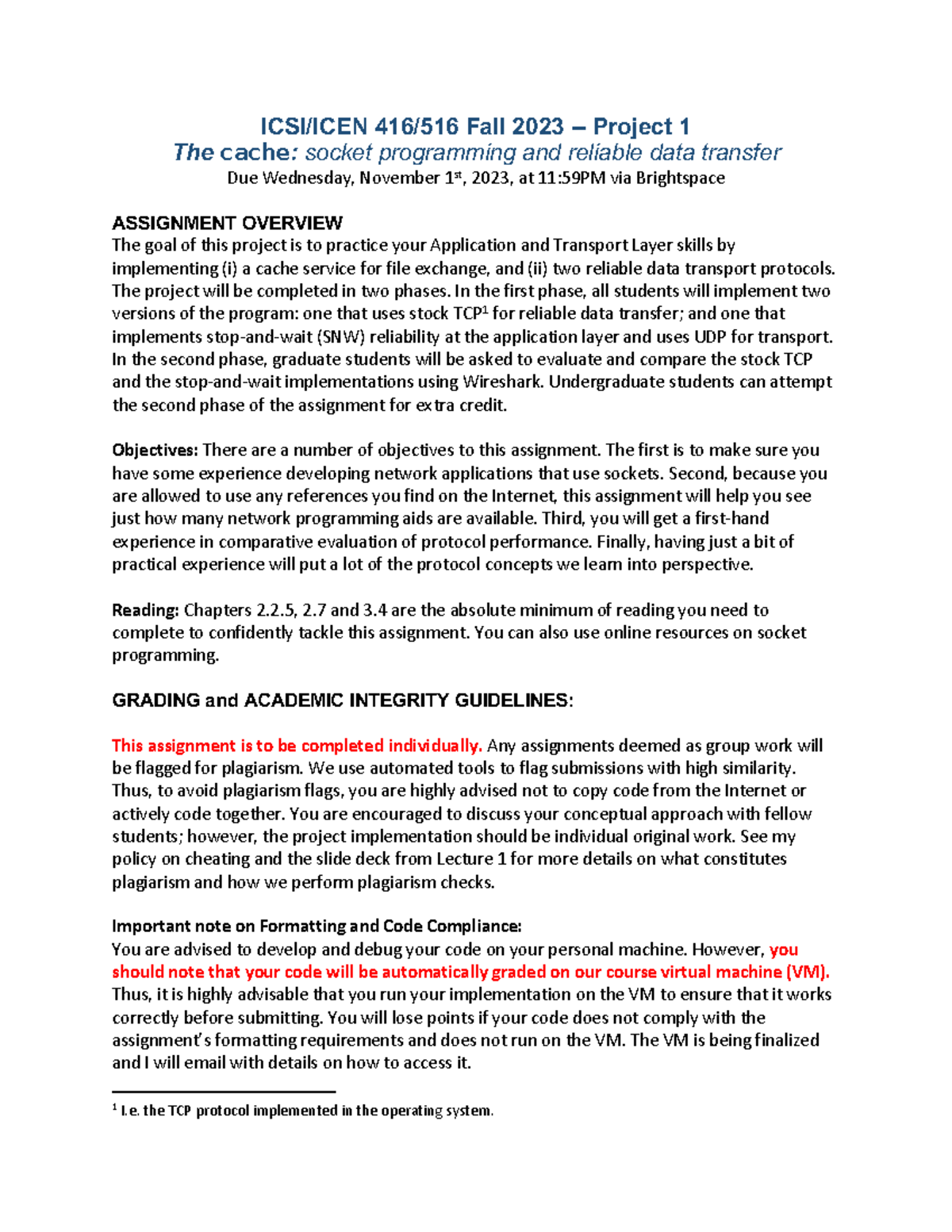 416-516 - Fall 2023 - Project 1 (1) - ICSI/ICEN 416/516 Fall 202 3 ...