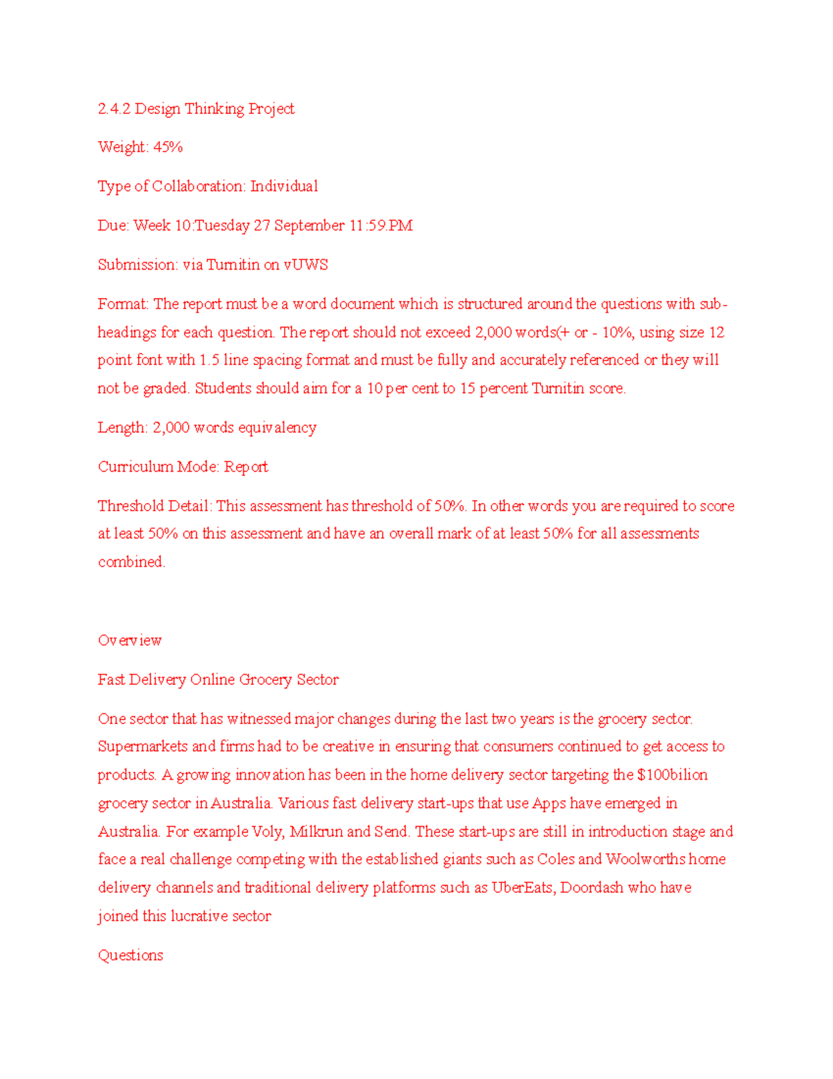 2 - 2.4.2 Design Thinking Project - 2 Design Thinking Project Weight ...