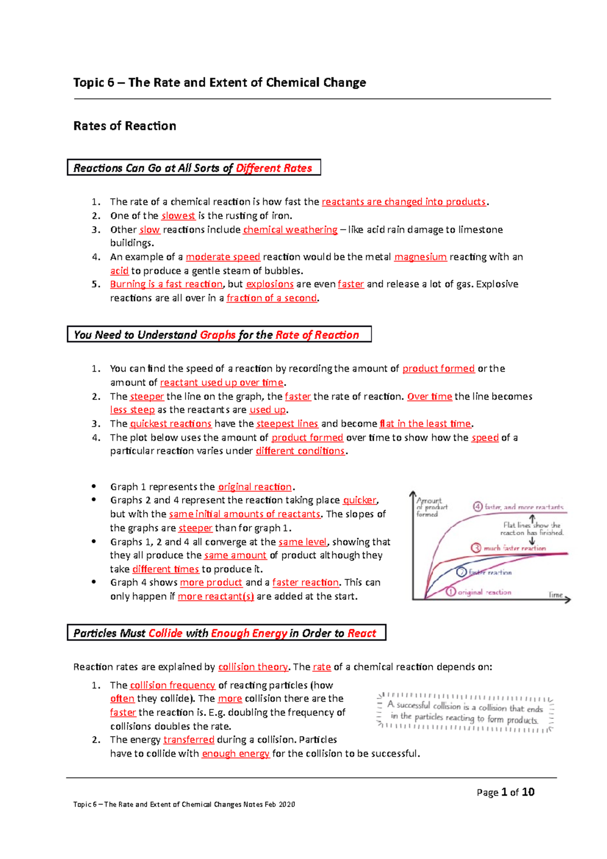 GCSE Chemistry Revision Notes - C6 - The Rate and Extent of Chemical ...