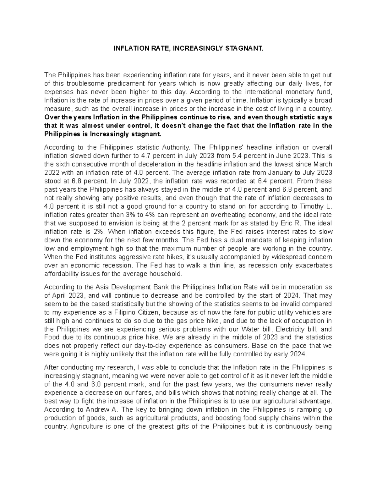 Inflation RATE - l;sl;mDS:L - INFLATION RATE, INCREASINGLY STAGNANT ...