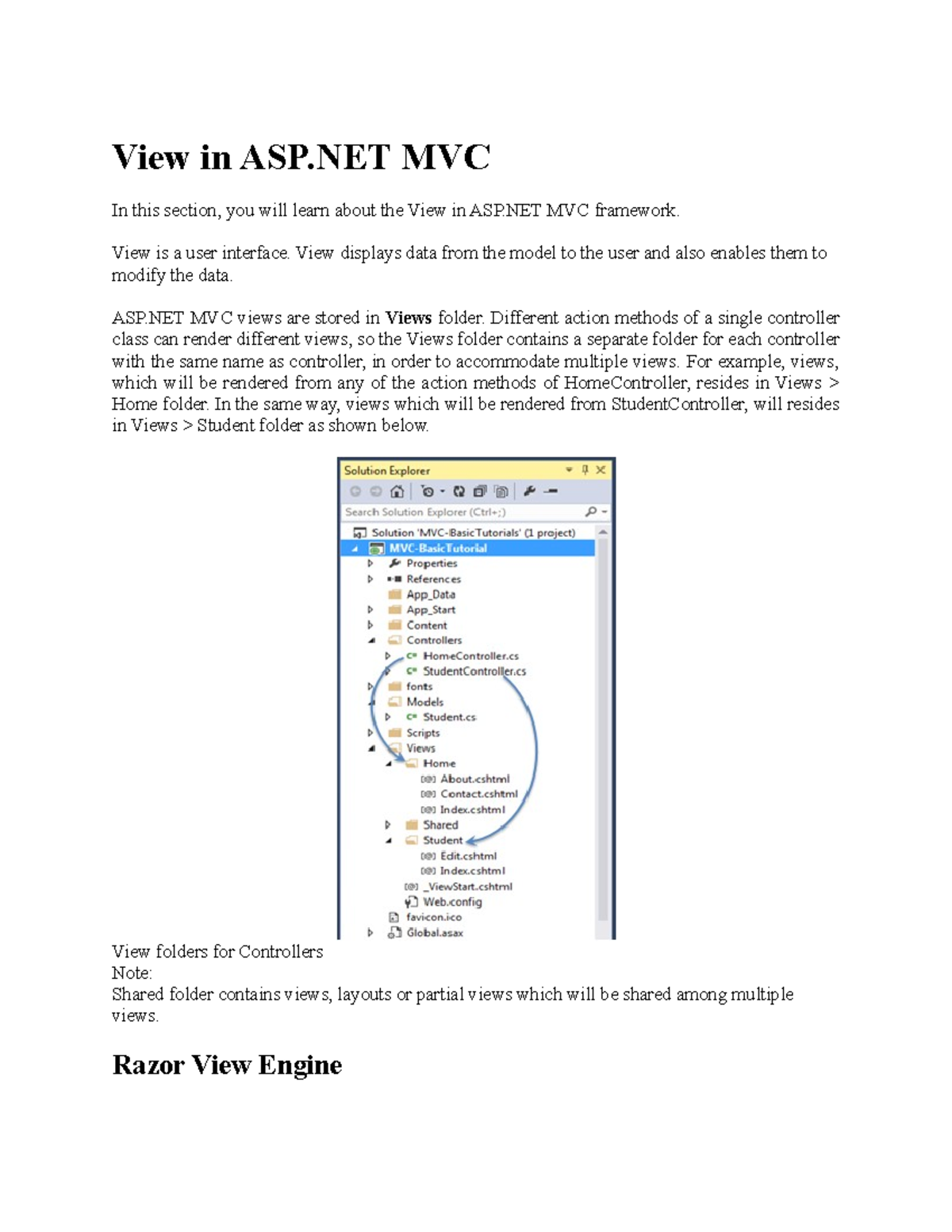 View in Visual Programming CSC412 - View in ASP MVC In this section, you will learn about the ...