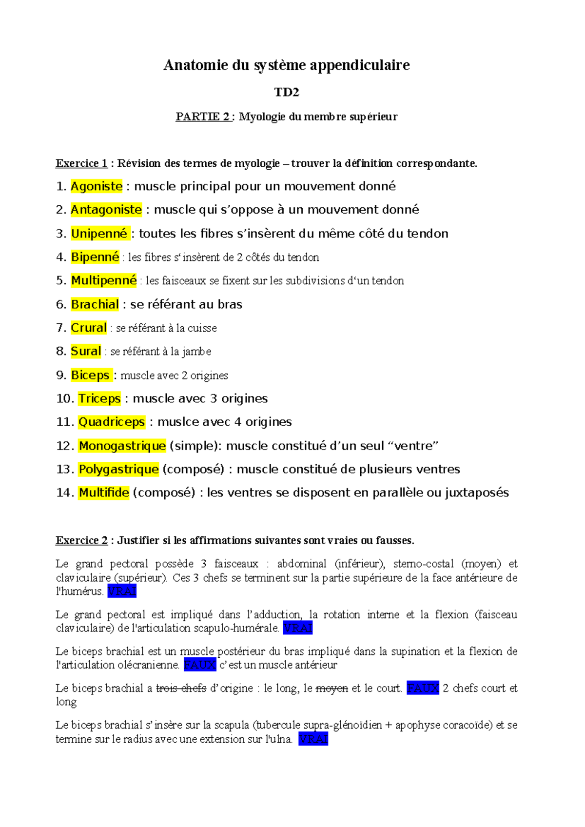 TD2 squelette appendiculaire - Anatomie du système appendiculaire TD ...