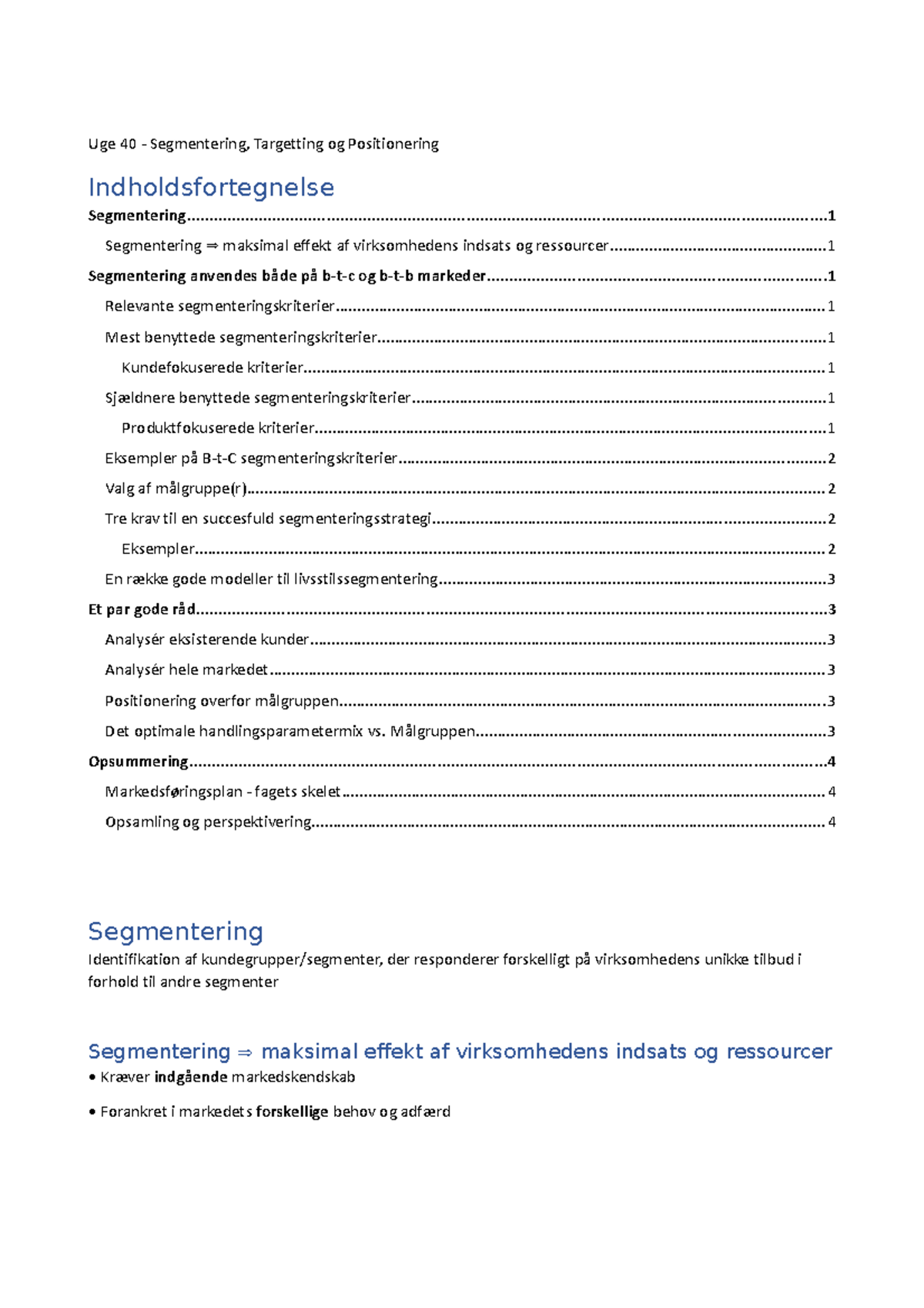 Uge 40 - Segmentering, Targetting og Positionering - Uge 40 ...