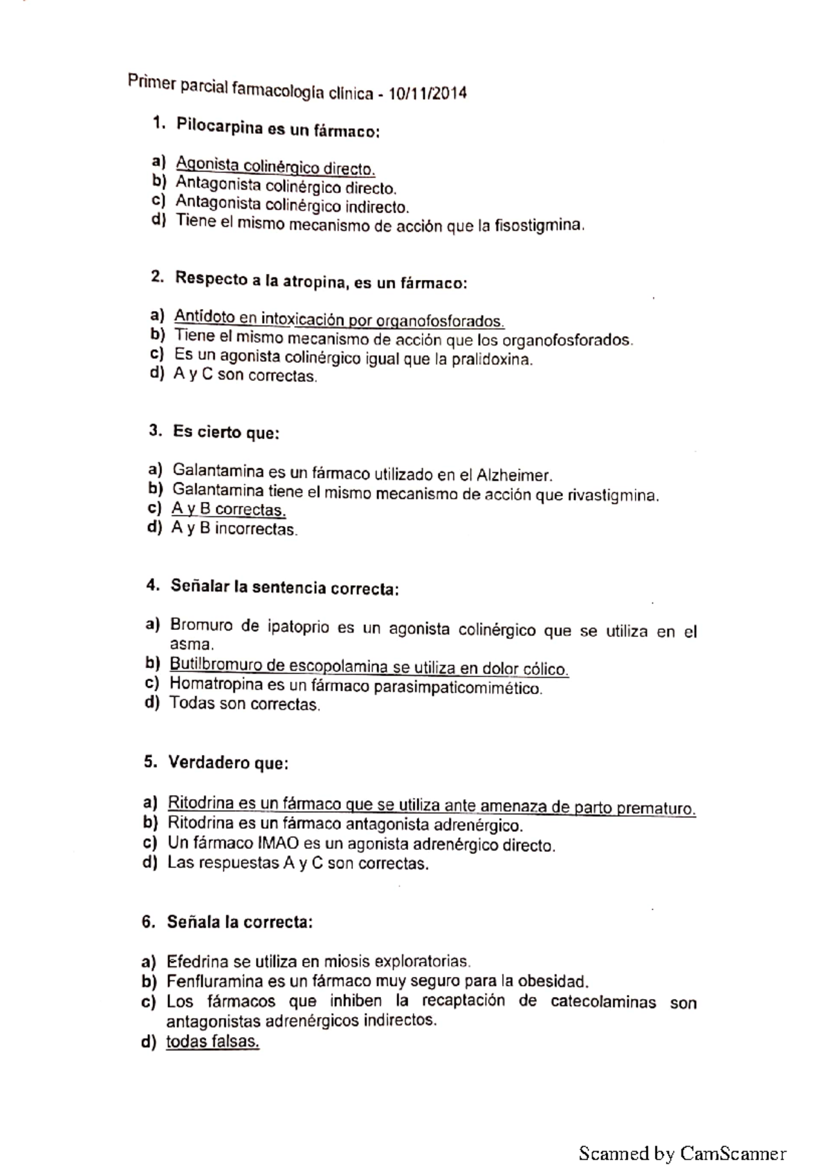Parcial 1 2014, preguntas y respuestas - Farmacología Clínica - Studocu