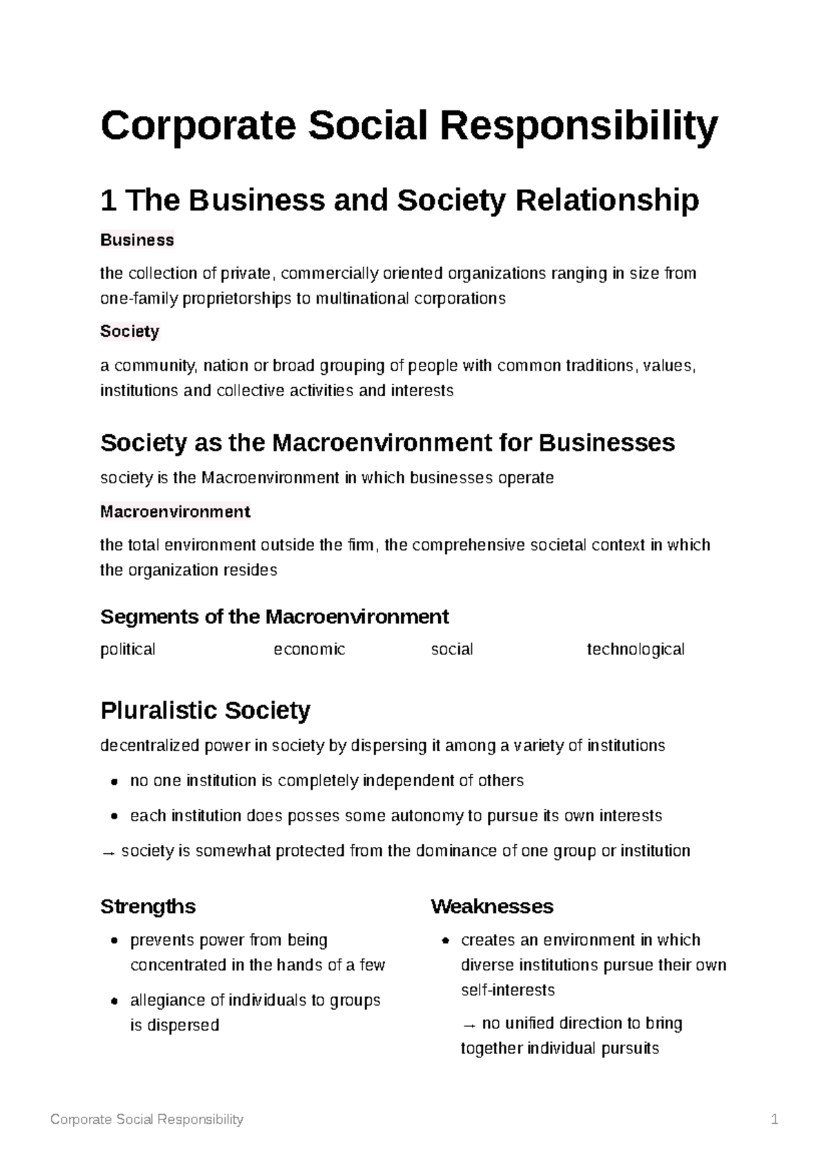 Corporate Social Responsibility Summary Chapters 1-8 - Corporate Social ...