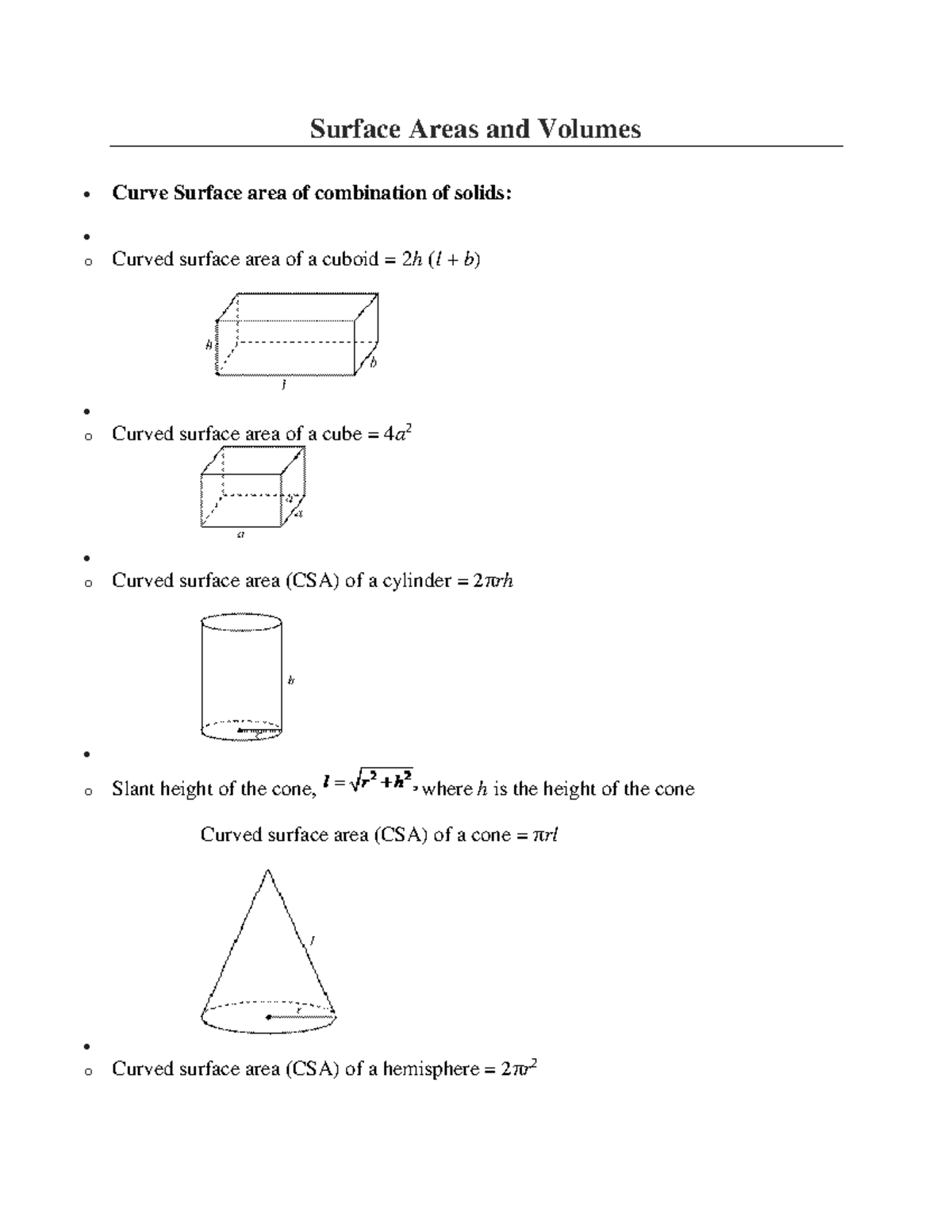 Surface Area And Volumes Visit Xambites - Surface Areas and Volumes ...