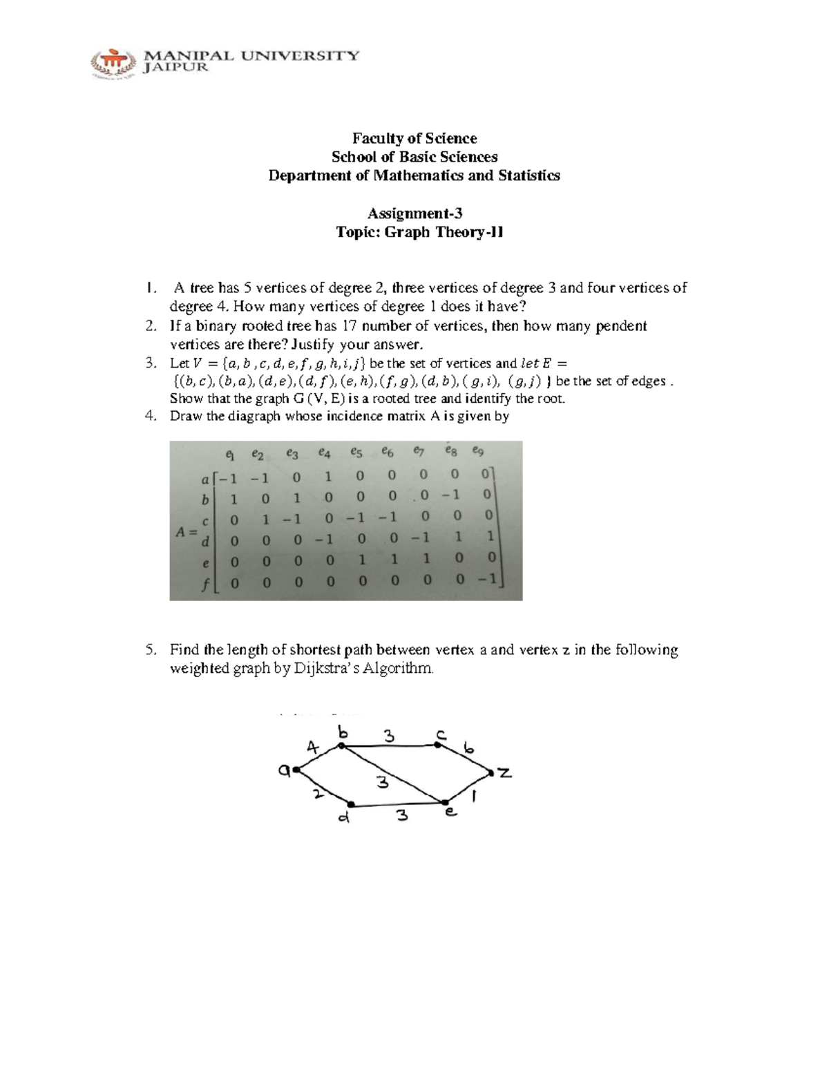Assignment-3 - Math assignment 3 - Faculty of Science School of Basic ...