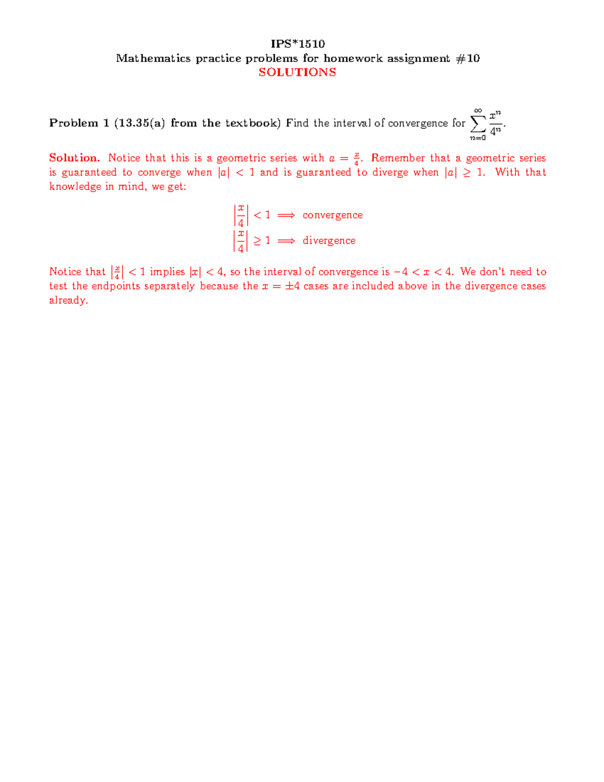 IPS1510 math hw10 practice solutions - IPS* Mathematics practice ...