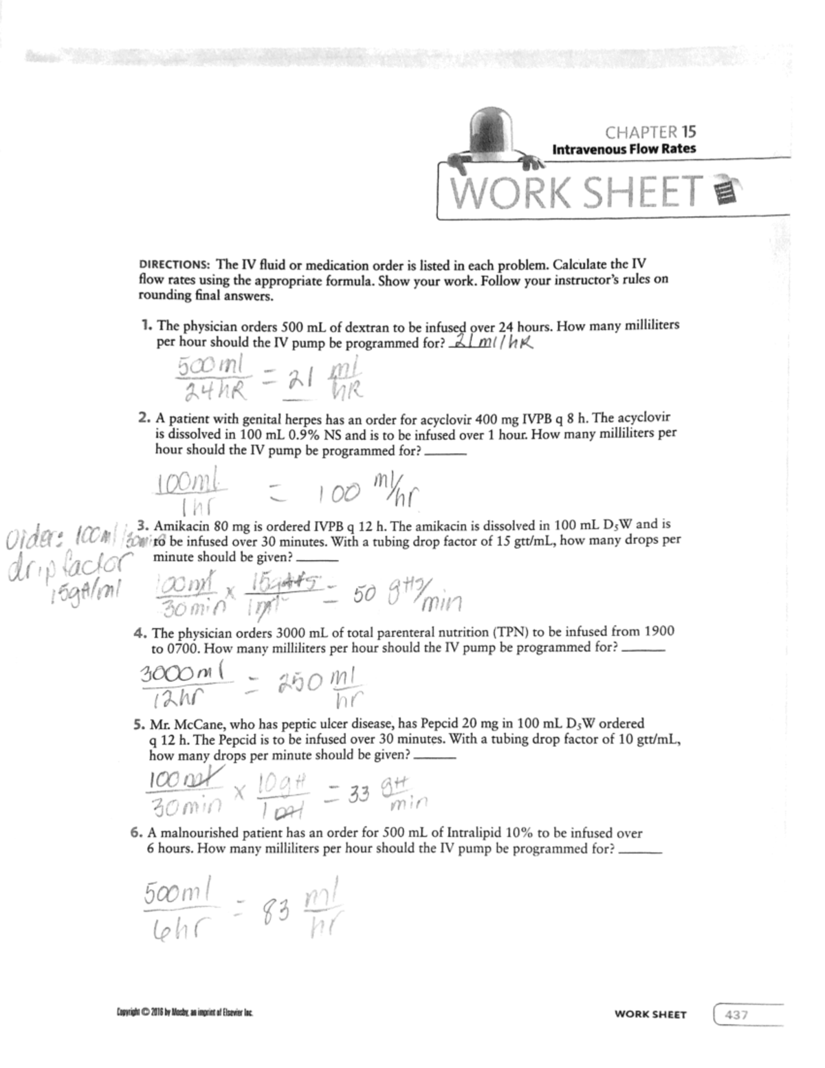Ch 15 IV Flow Rates - medication administration - 1533 - Studocu