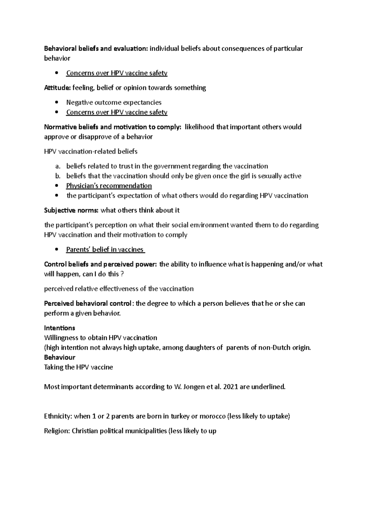 Hpv Causal Model Behavioral Beliefs And Evaluation Individual Beliefs About