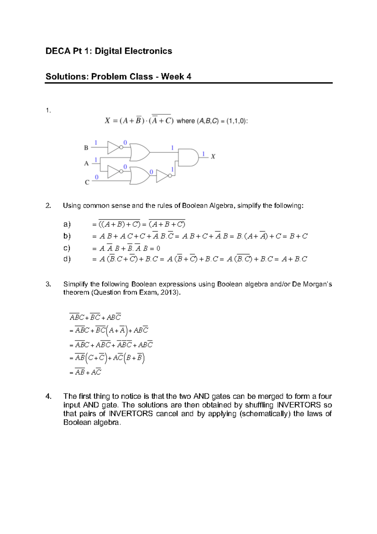 Solutions Class 3 4 Digital Electronics And Computer Architecture Assignments Deca Pt 1
