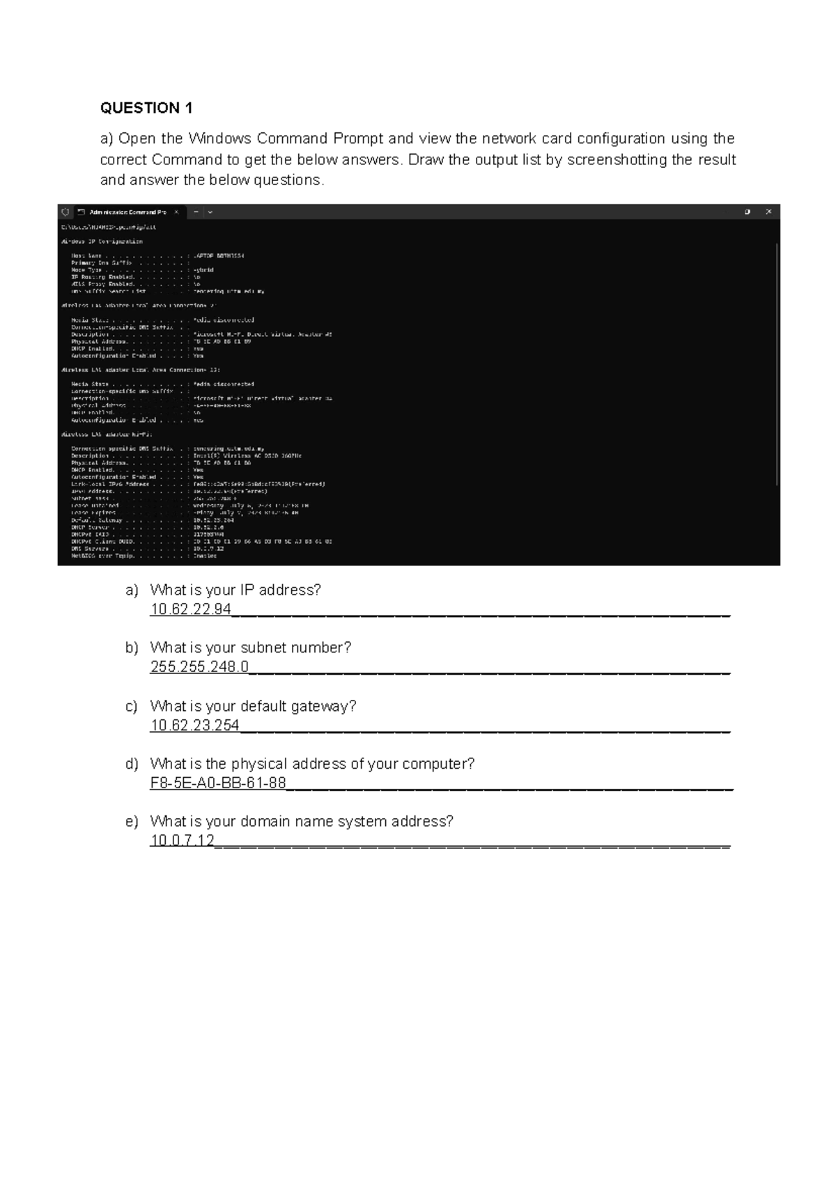 LAB TEST Question 1 - bjmnjiojjonwkkji - QUESTION 1 a) Open the Windows ...